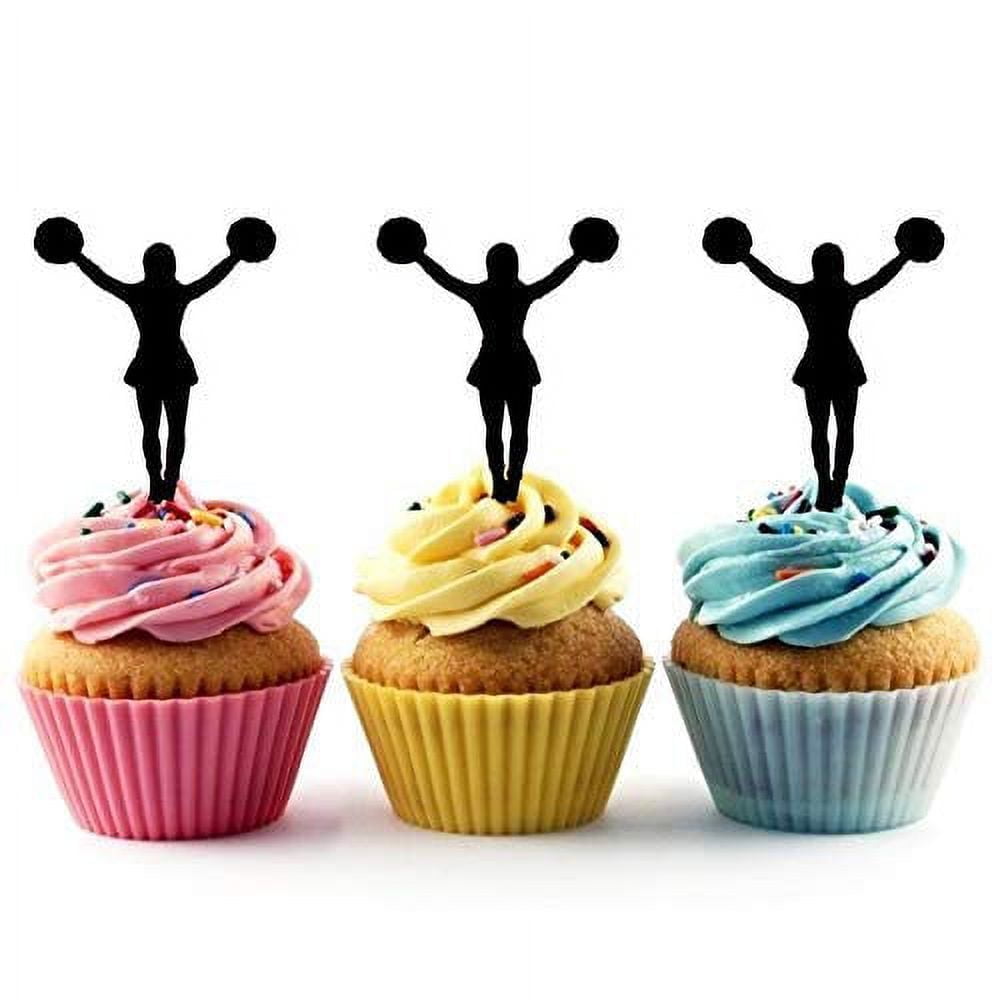 Whimsical Practicality's Cheerleader Stunt Silhouette Acrylic Cupcake Toppers 12 PCS - Walmart.com