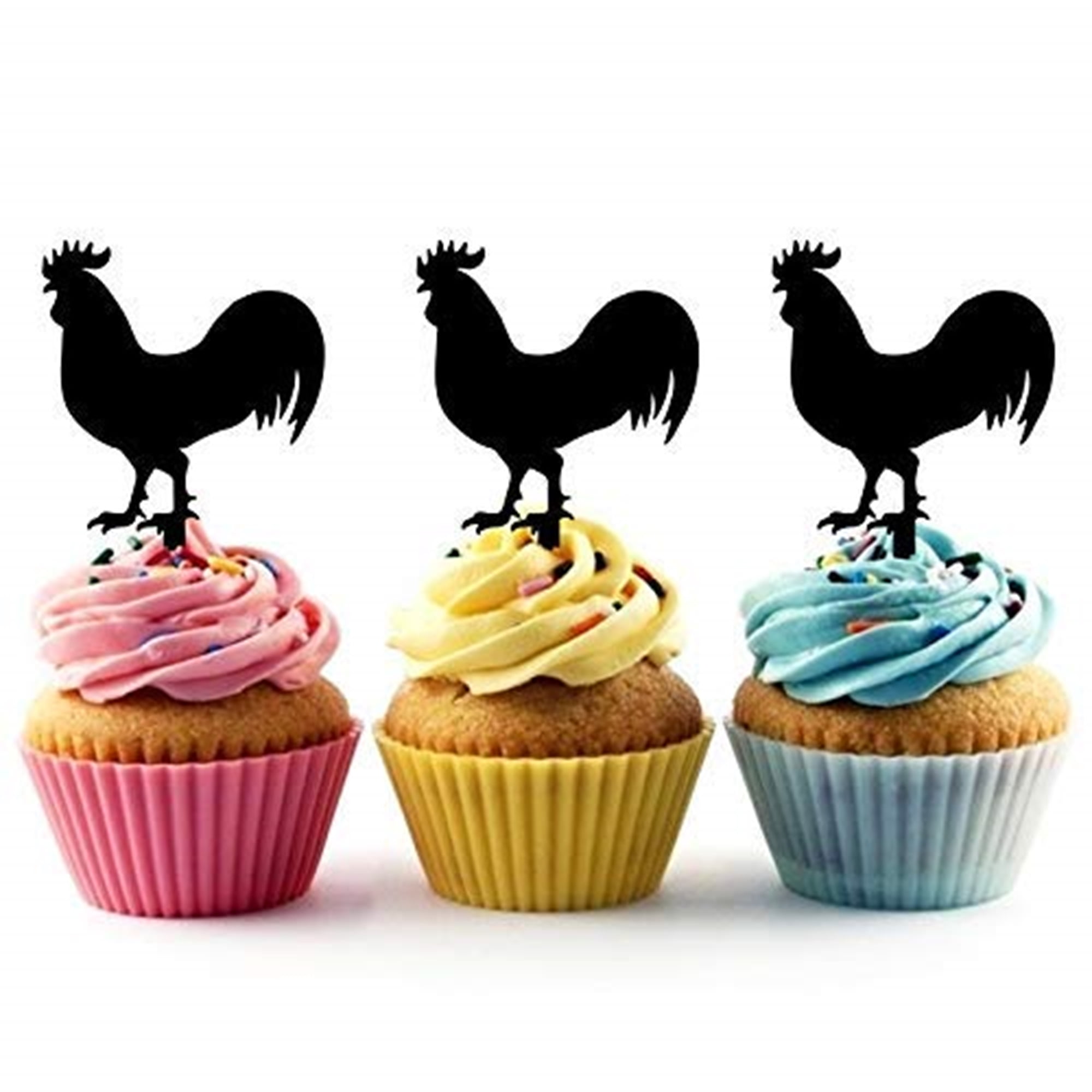 Whimsical Practicality's Combed Rooster Silhouette Acrylic Cupcake ...