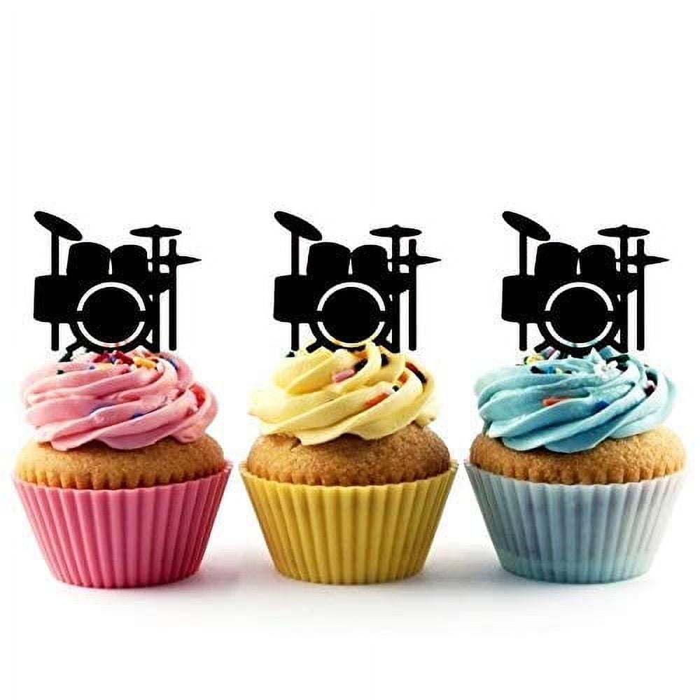 Whimsical Practicality's Drum Set Silhouette Acrylic Cupcake Toppers 12 ...