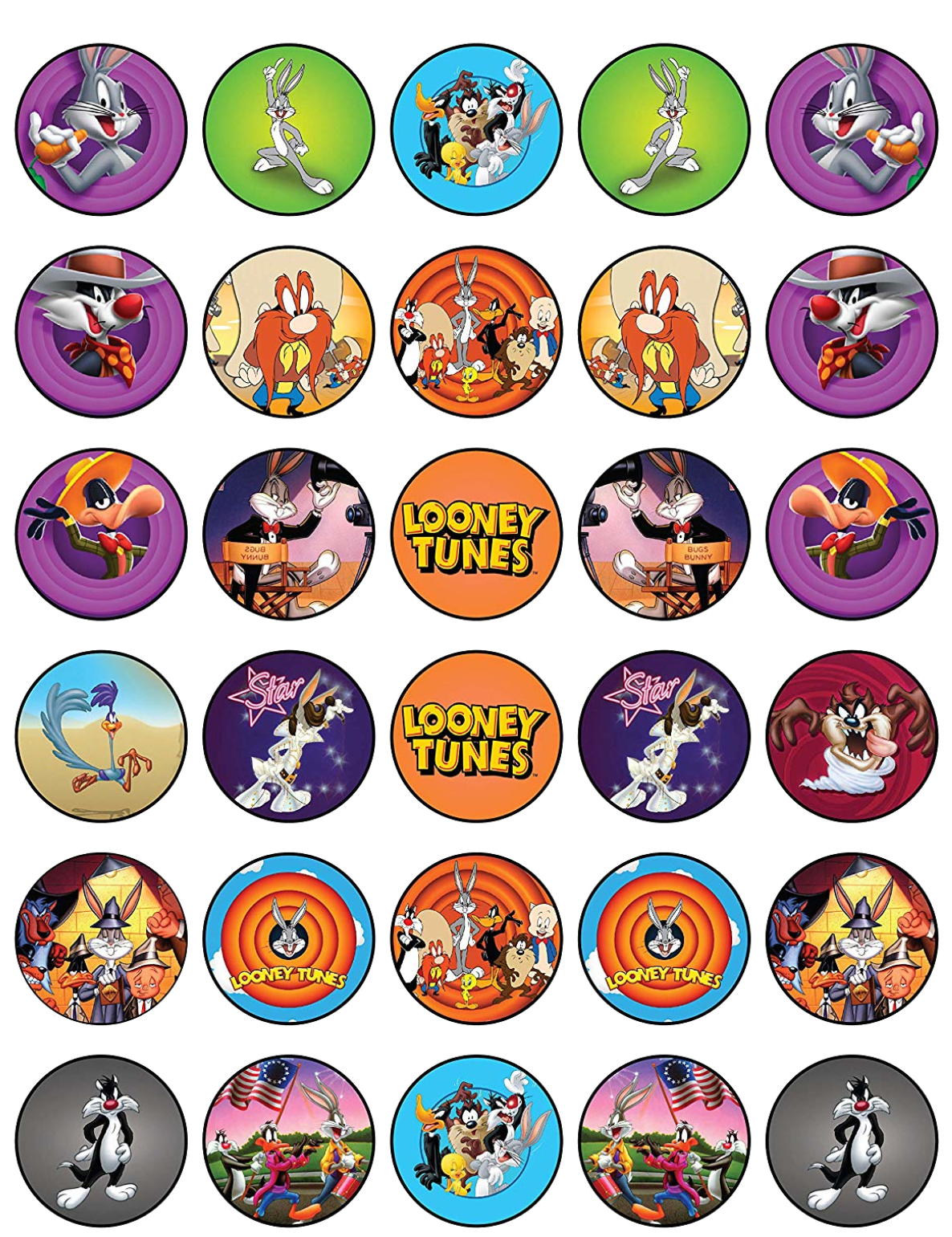 Whimsical Practicality's Looney Tunes Edible Wafer Paper 1.5" Cupcake ...