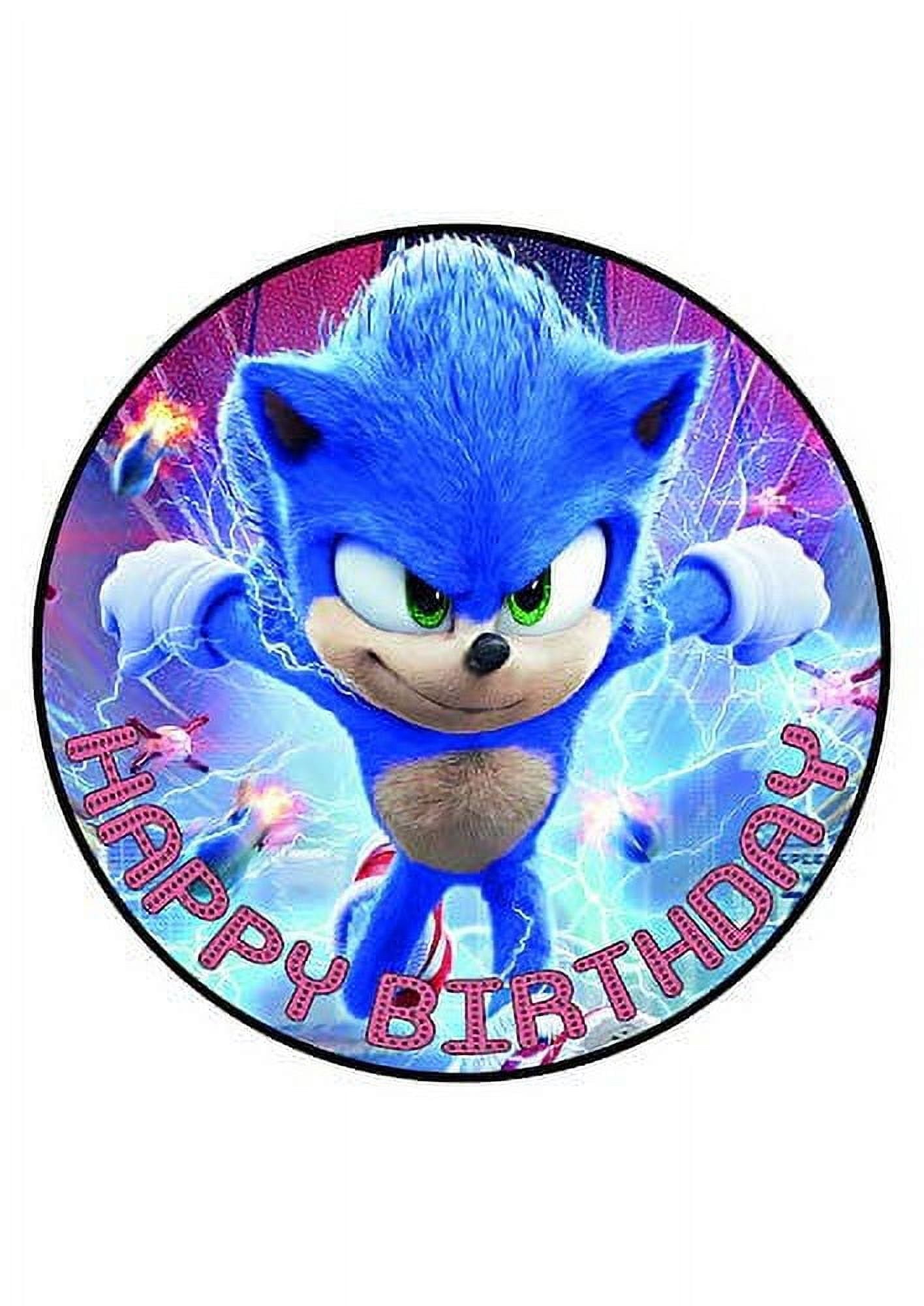 Whimsical Practicality’s Sonic Three (3) Edible Icing Image Cake Topper-8 inch Round or Larger ...