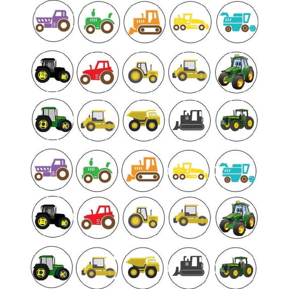 Whimsical Practicality’s Uncut Tractor Edible Icing Image Cupcake ...