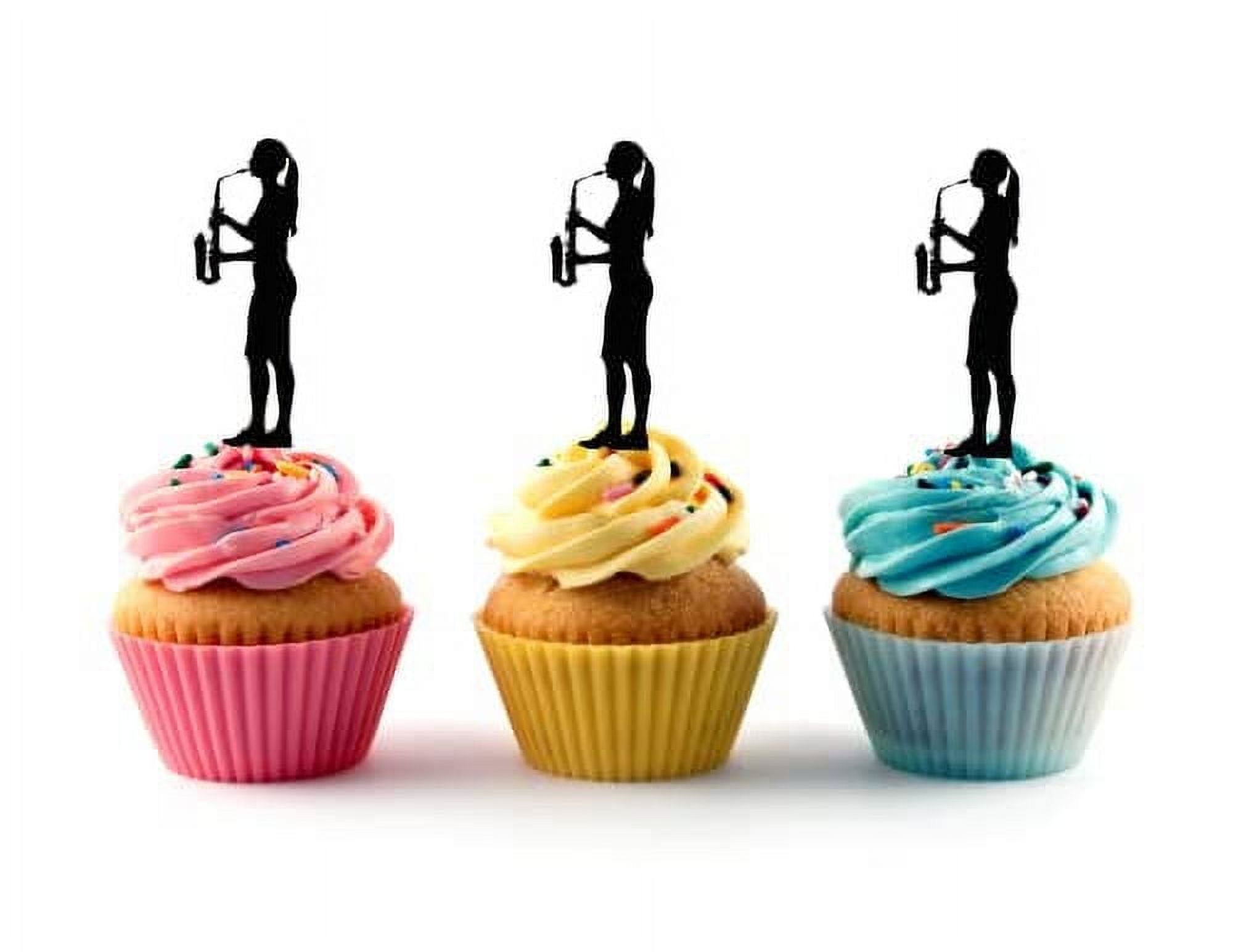Whimsical Practicality's Women Saxophone Player Acrylic Cupcake Toppers ...