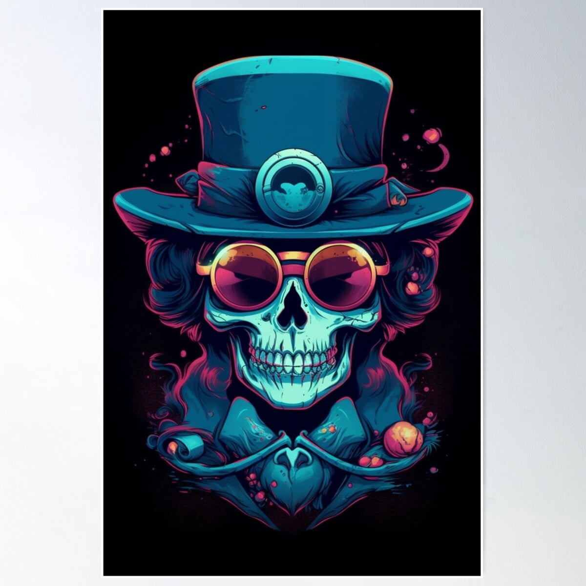 Whimsical Psychedelic Skull Madhatter Skeleton Art Graphic Design V.29 ...