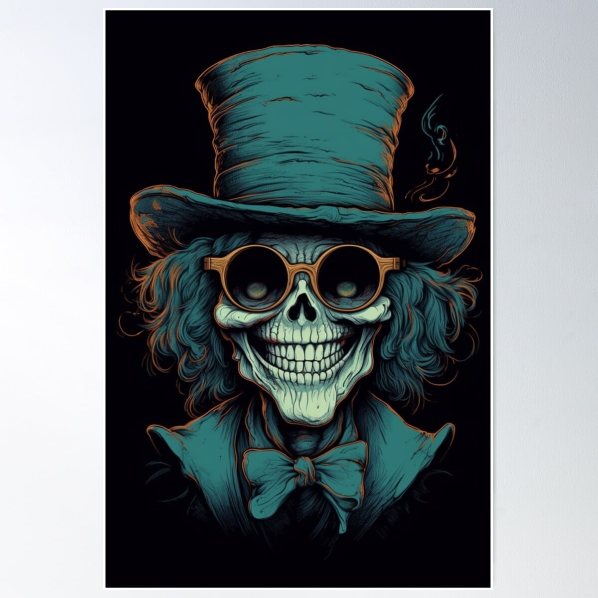 Whimsical Psychedelic Skull Madhatter Skeleton Art Graphic Design V.38 ...