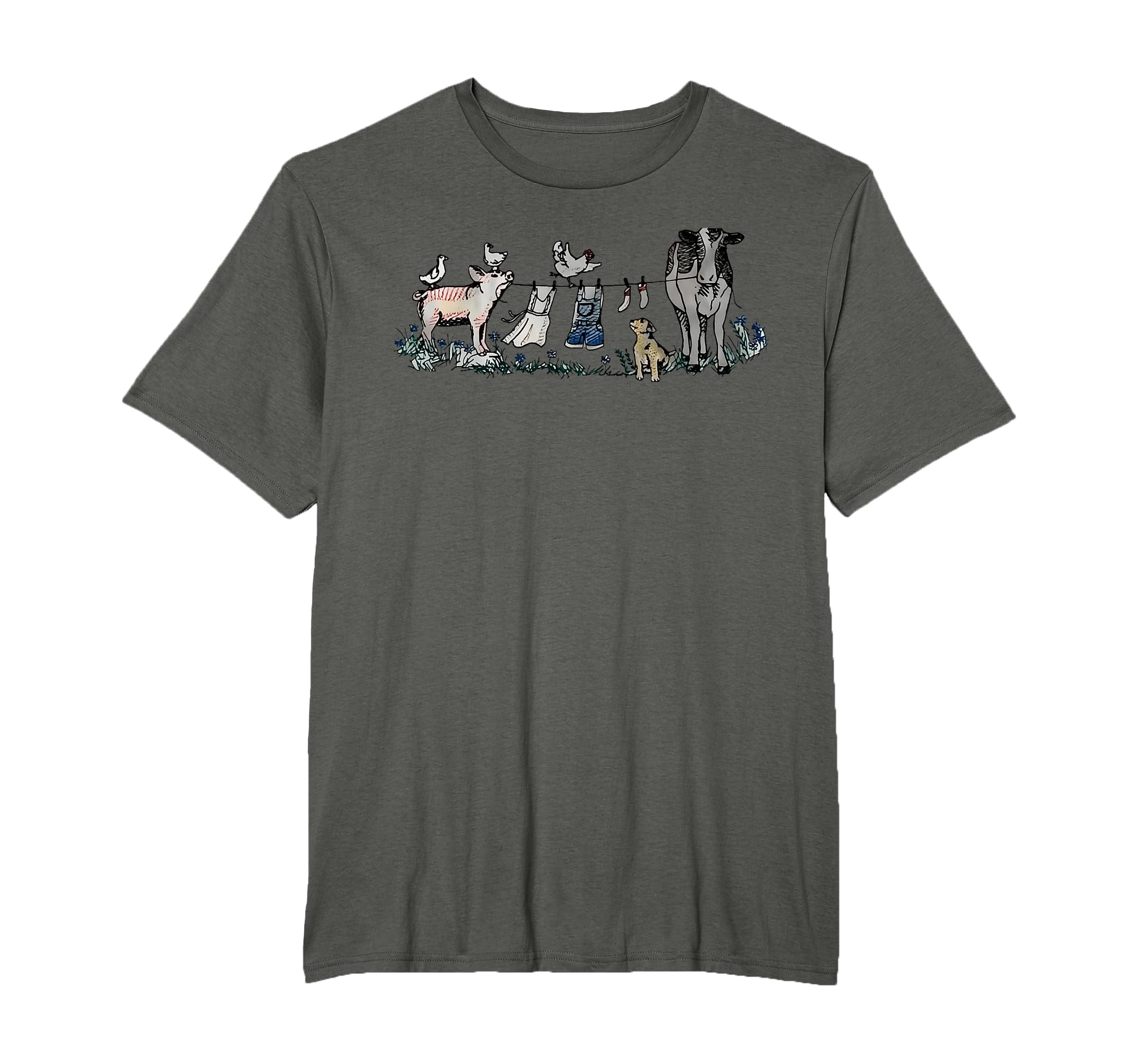 Whimsical Retro Barnyard Animals Cartoon T-Shirt for Fun Farm-Themed ...