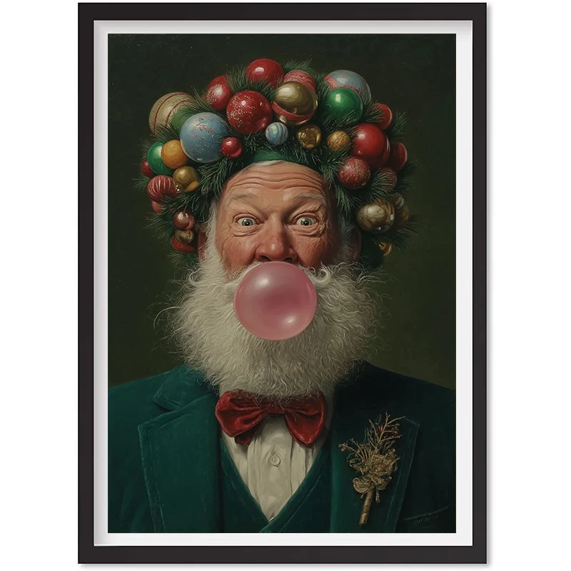 Whimsical Santa Poster – Retro Christmas Wall Art, Trendy Christmas ...
