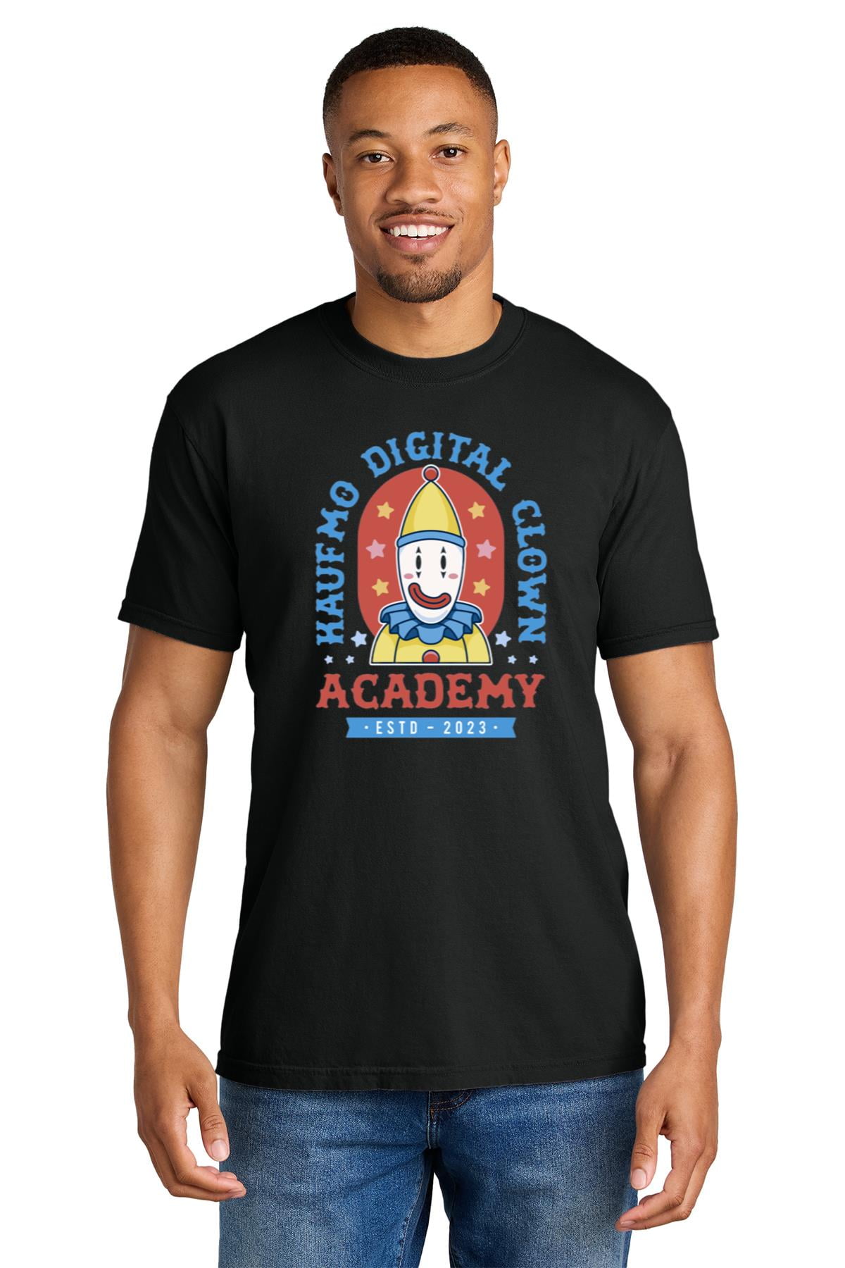 Whimsical School Comfort Color T-Shirt with Kaufmo Clown Academy Design ...