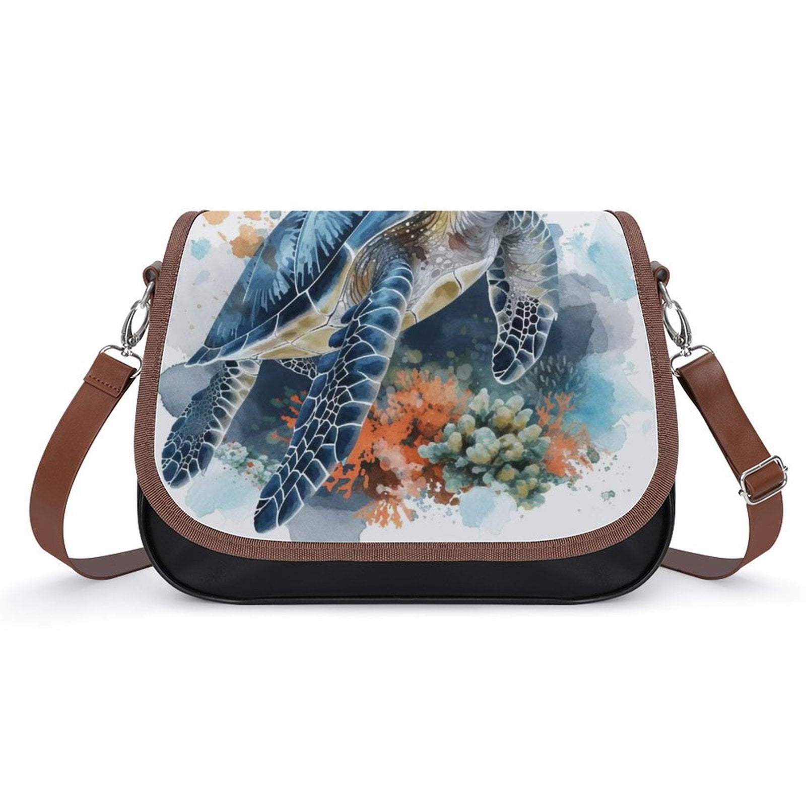 Whimsical Sea Turtle Illustration for Childrens Vintage Crossbody Bag ...