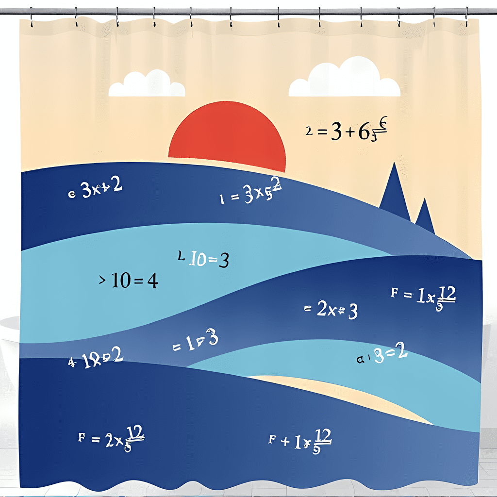 Whimsical Seascape Shower Curtain with Playful Math Equations - Serene ...