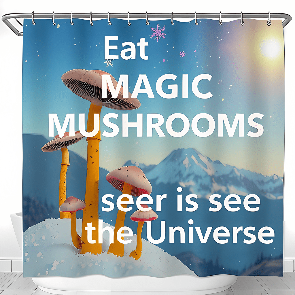 Whimsical Shower Curtain with Magic Mushrooms & Sky - Unique Bathroom ...