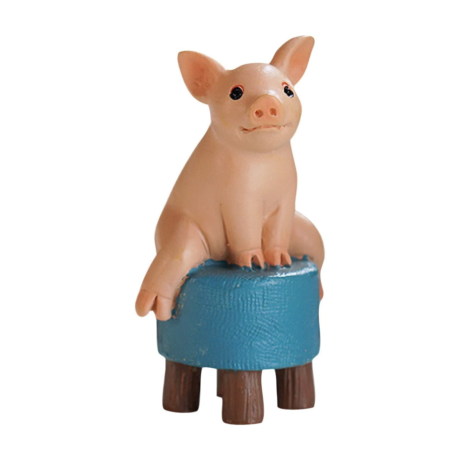 Whimsical Sitting Pig Statue for Home & Desk, Cute Animal Figurine for ...