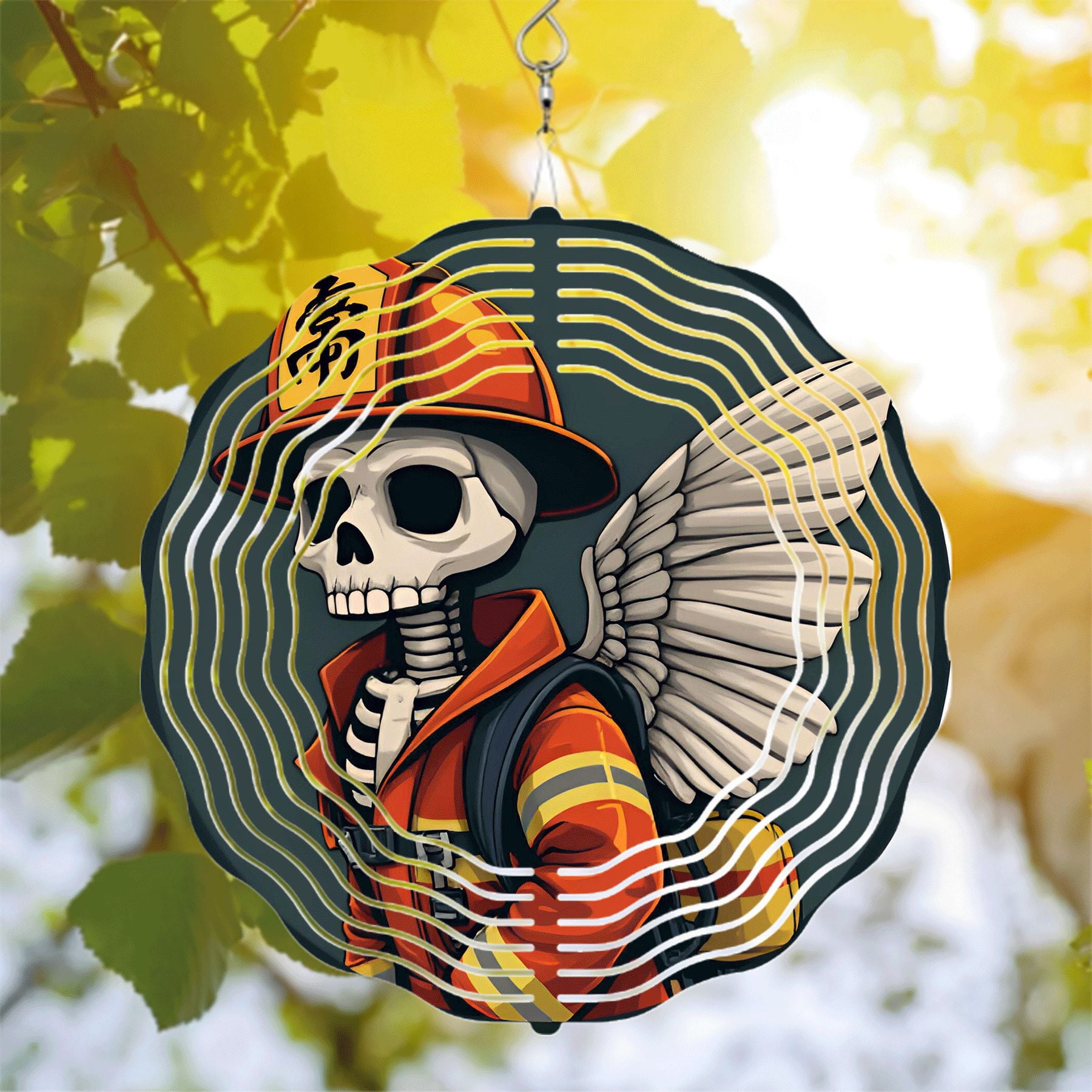 Whimsical Skeleton Metal Wind Spinner with Wings - Unique Yard & Garden ...