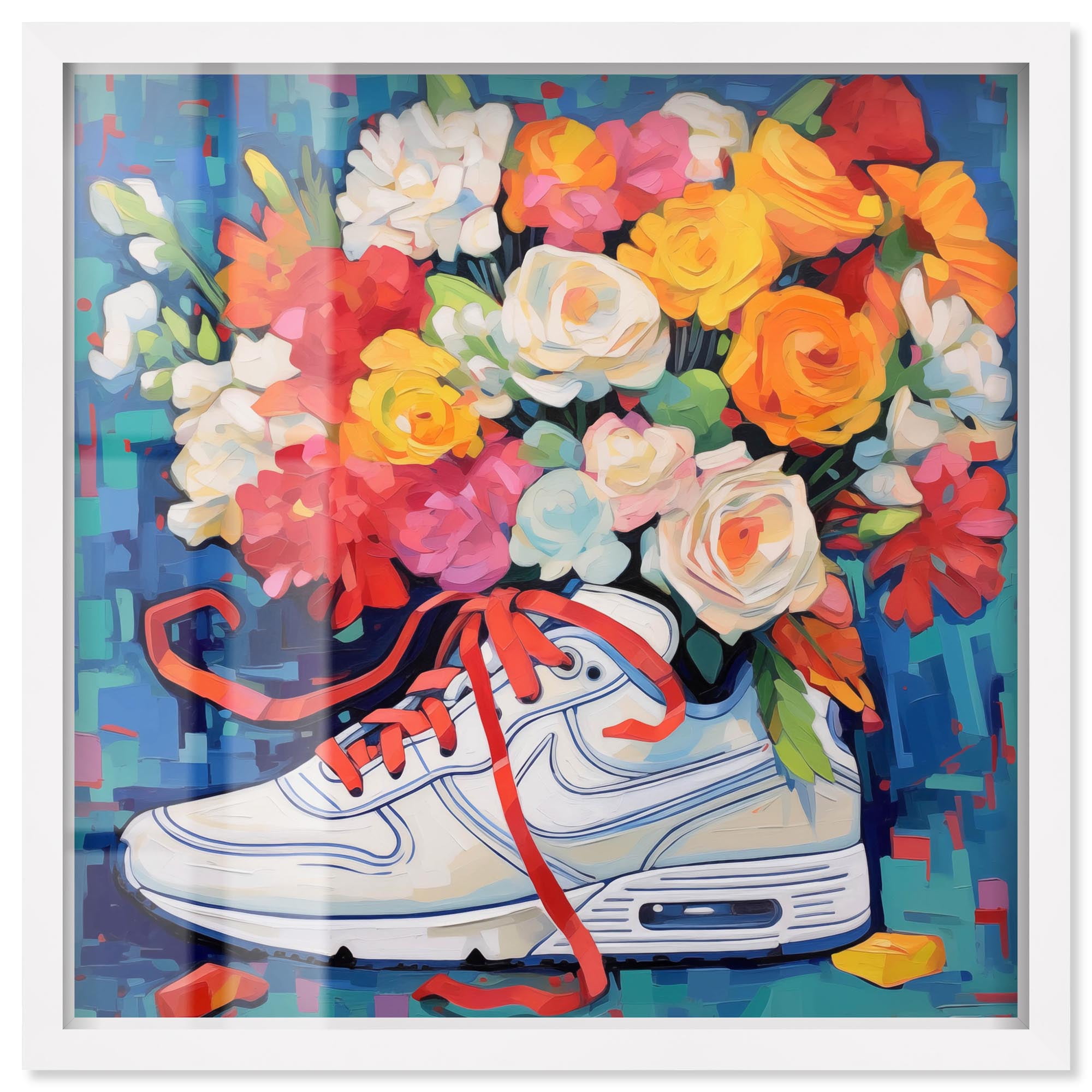 Whimsical Sneaker with Flowers Shadowbox Print Sneaker Wall Art by Art ...