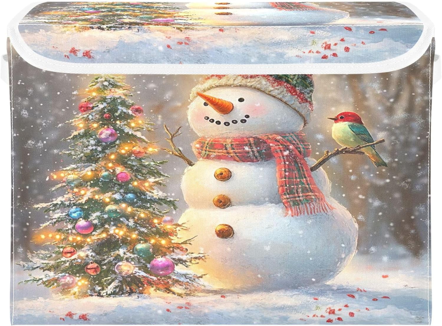 Whimsical Snowman Storage Bins with Lids and Carrying Handle, Foldable ...