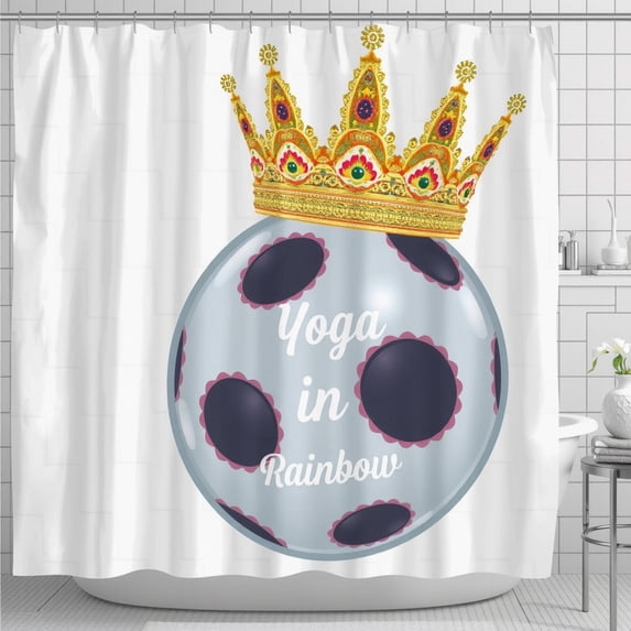 Whimsical Soccer Ball Shower Curtain with Floral Patterns & Crown ...