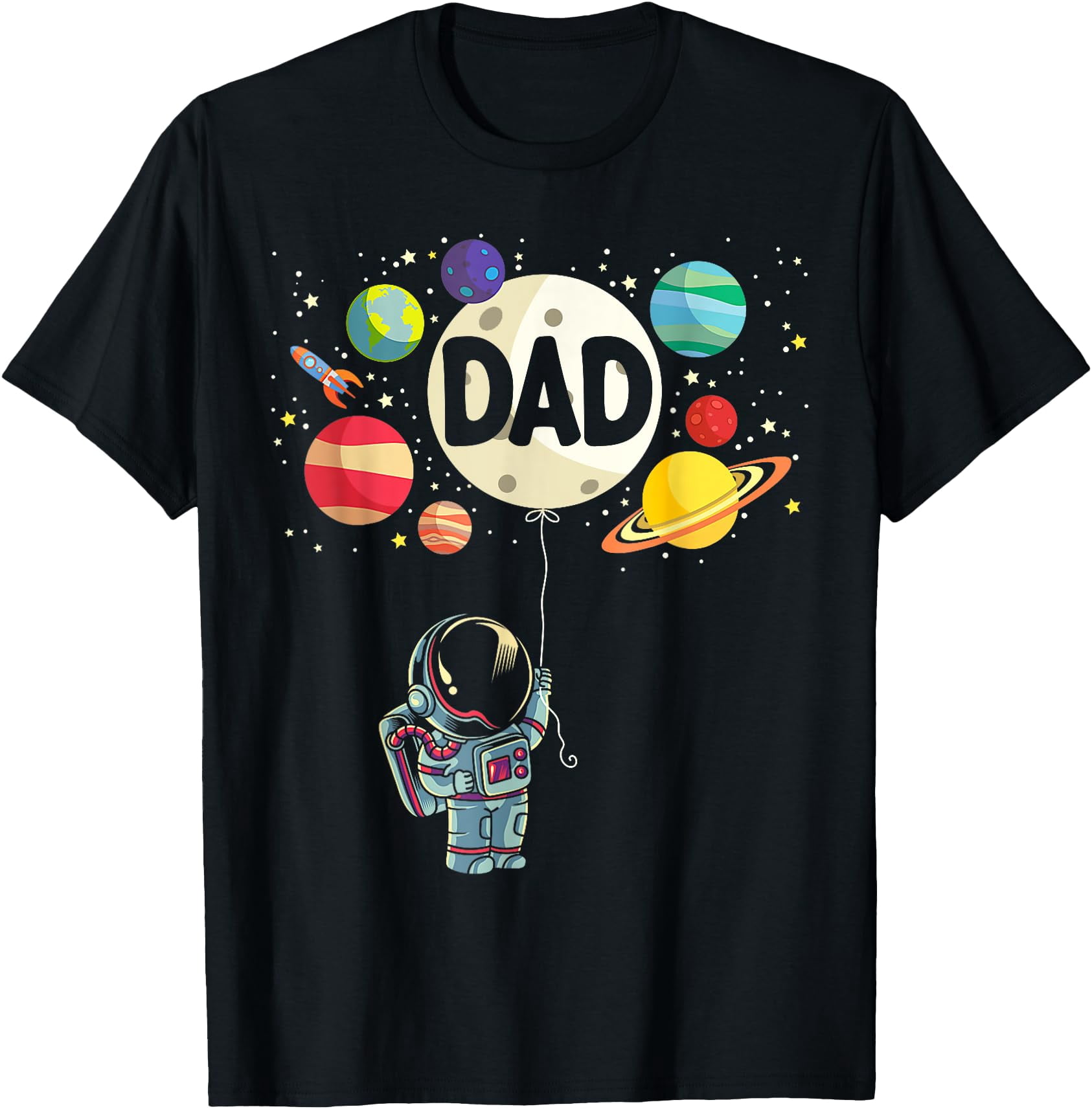 Whimsical Space Astronaut Dad 1st Birthday Graphic T-Shirt for Family ...