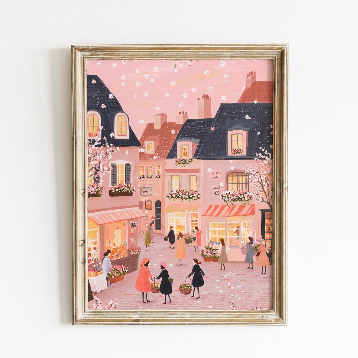 Whimsical Spring Village Cottagecore Art, Unframed Canvas Size 16x24 ...