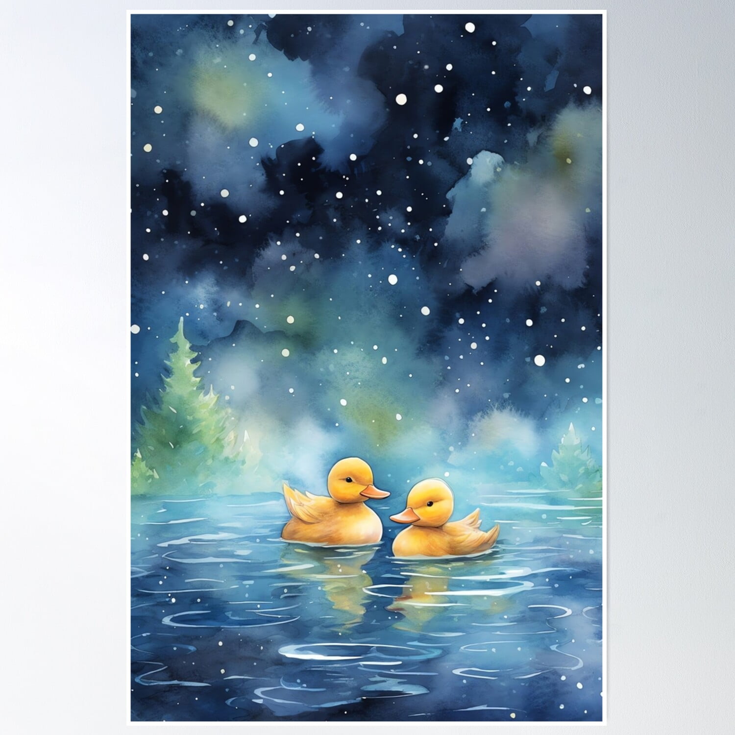Whimsical Starry Ducks Poster Wall Art, Modern Wall Decor, 8x12 UNFRAMED - Walmart.com