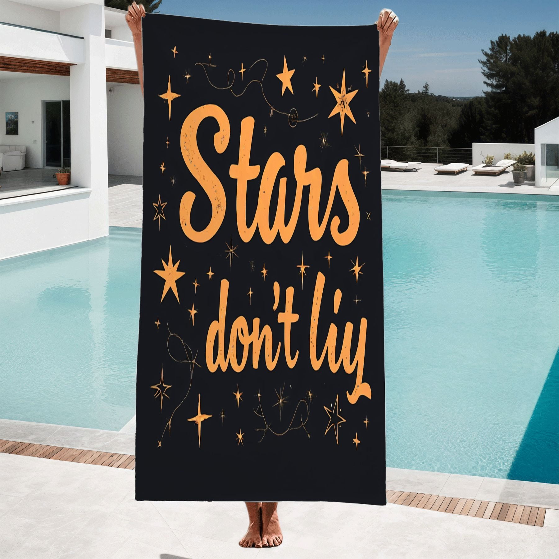 Whimsical Stars & Sparkles Beach Towel - Playful Cursive ' Stars Don ...