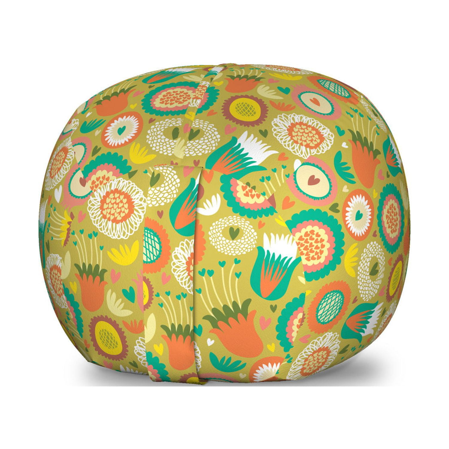 Whimsical Storage Toy Bag Chair, Botanical Pattern with Doodle Style ...