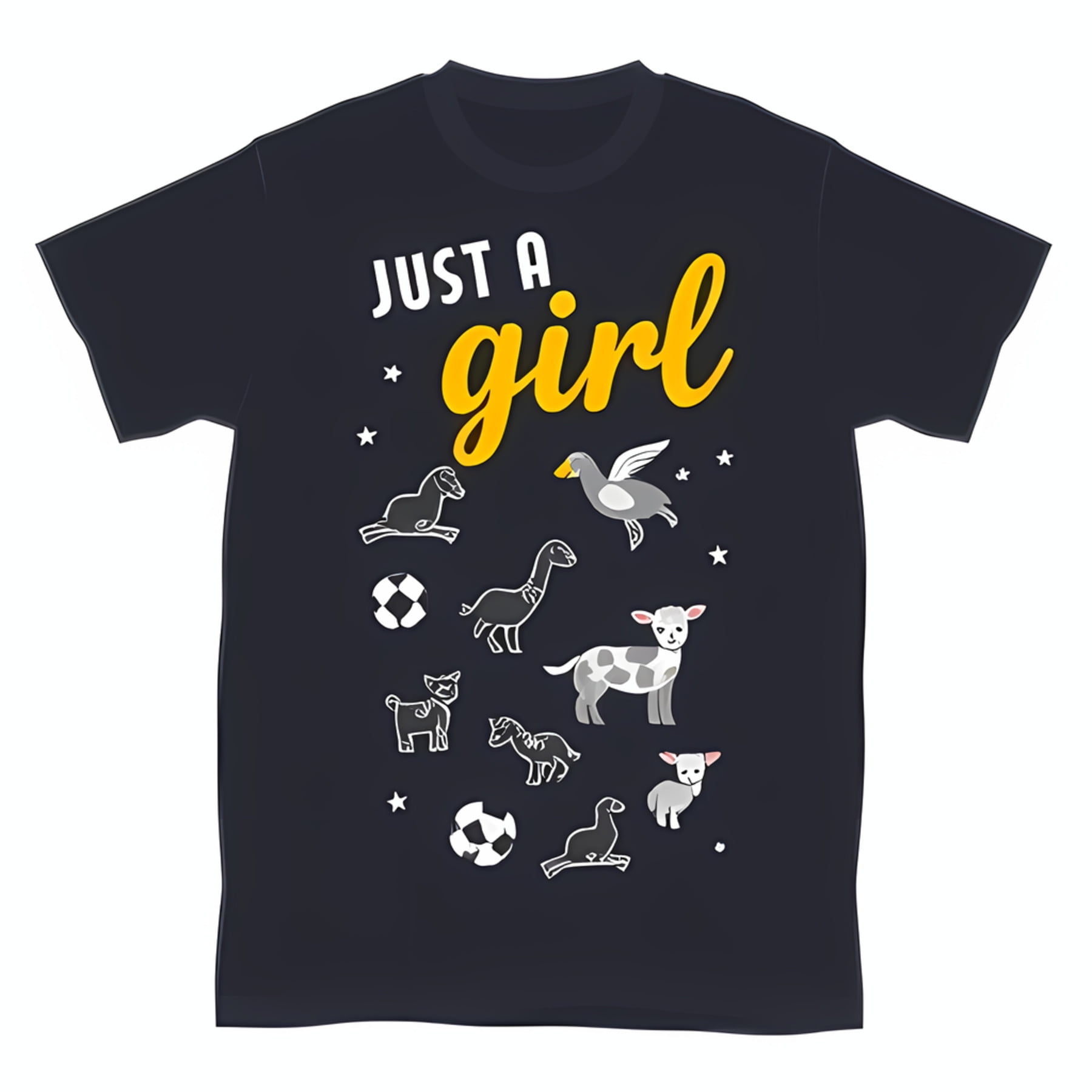 Whimsical T-Shirt for 'Just a Girl' with Cute Animal Designs - Walmart.com