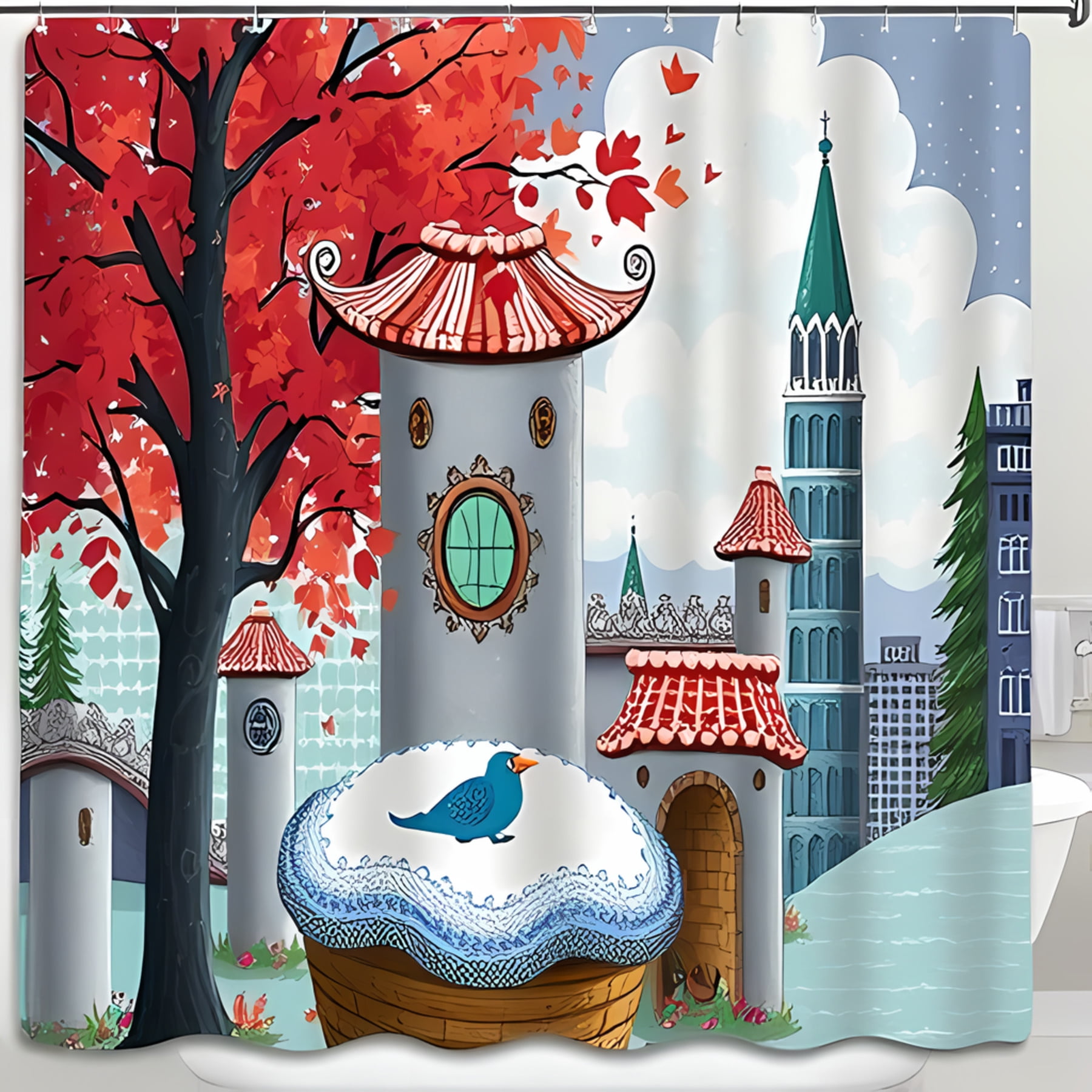 Whimsical - Tale Castle Shower Curtain - Enchanting Design with Vibrant ...