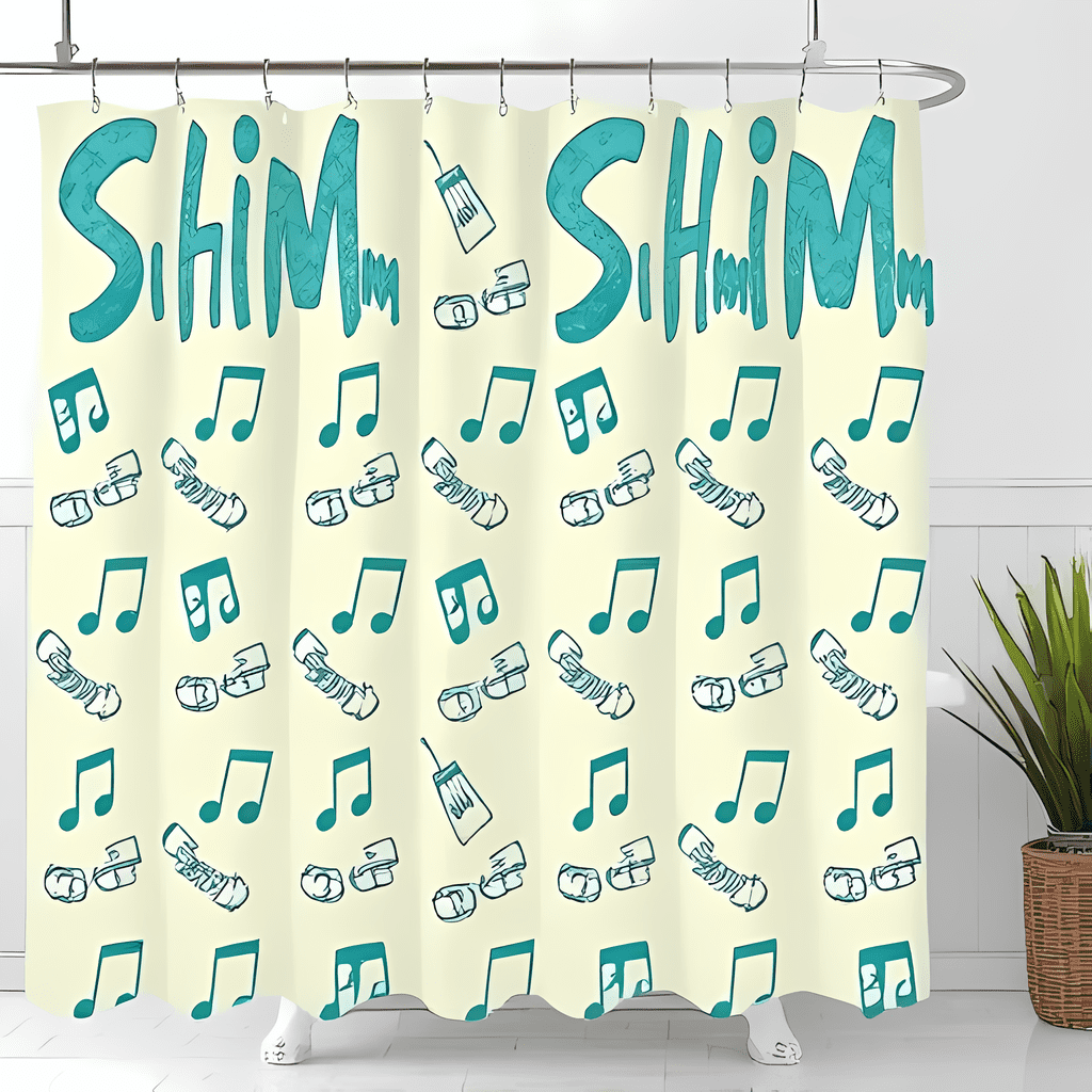 Whimsical Teal Musical Notes & Telephones Shower Curtain - Playful ...