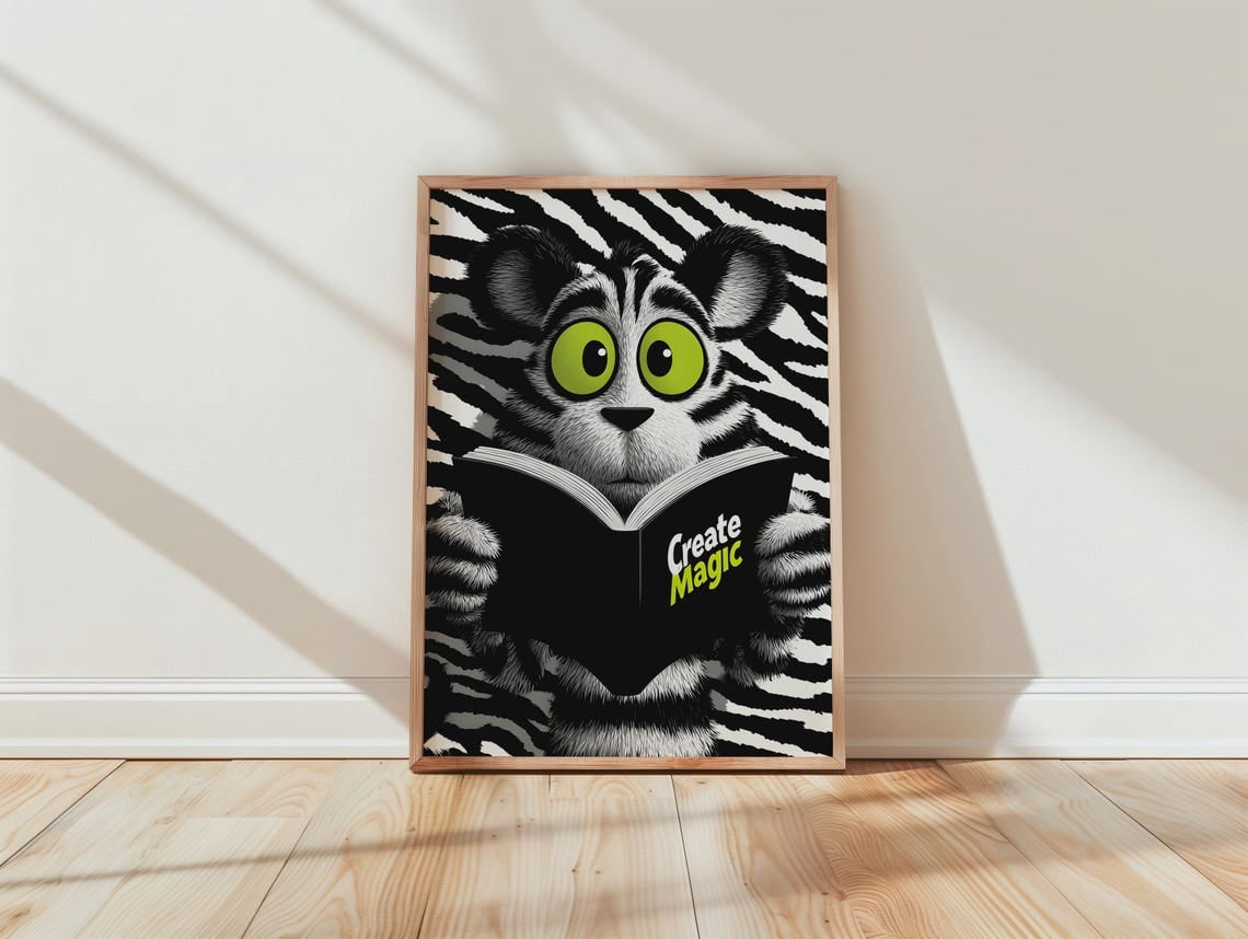 Whimsical Tiger Reading Cartoon Animal Zebra Background Inspirational ...