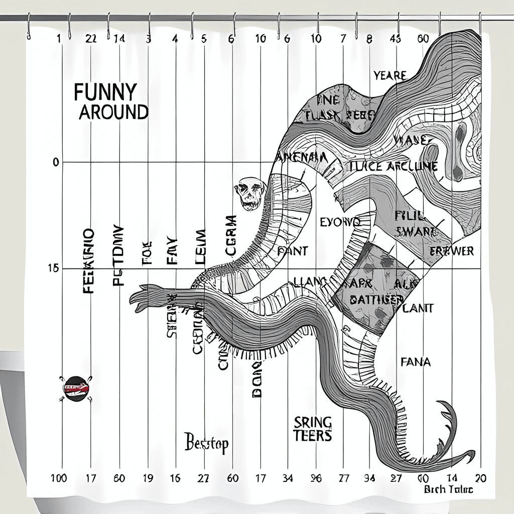 Whimsical Topographic Shower Curtain - "FUNNY AROUND" Map Design with ...