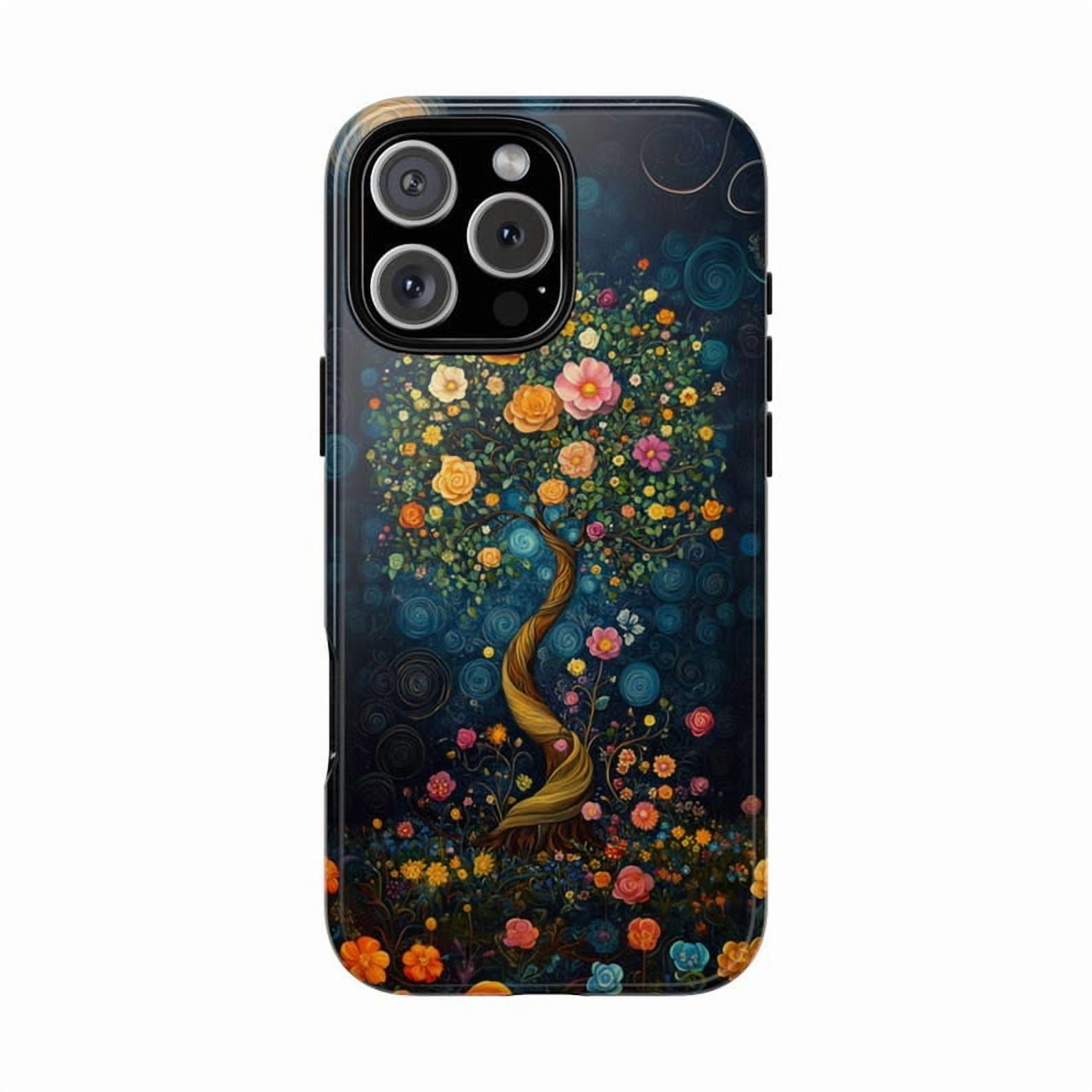 Whimsical Tree of Life Fantasy Artwork Phone Case Colorful Garden with ...