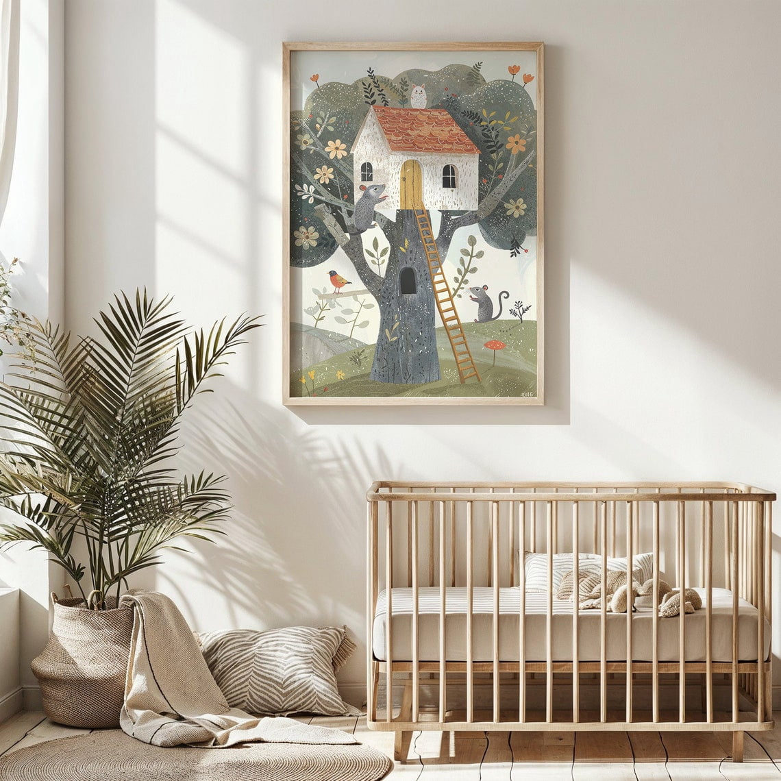 Whimsical Treehouse Nursery Wall Art, Woodland Animals Kids Poster ...