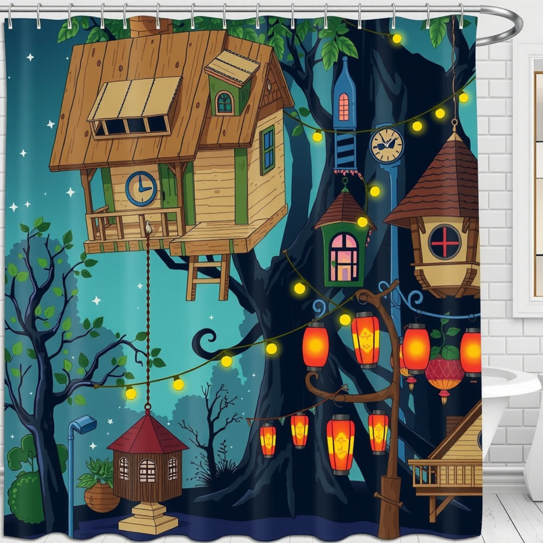 Whimsical Treehouse Shower Curtain - Enchanting Forest Design - Walmart.com