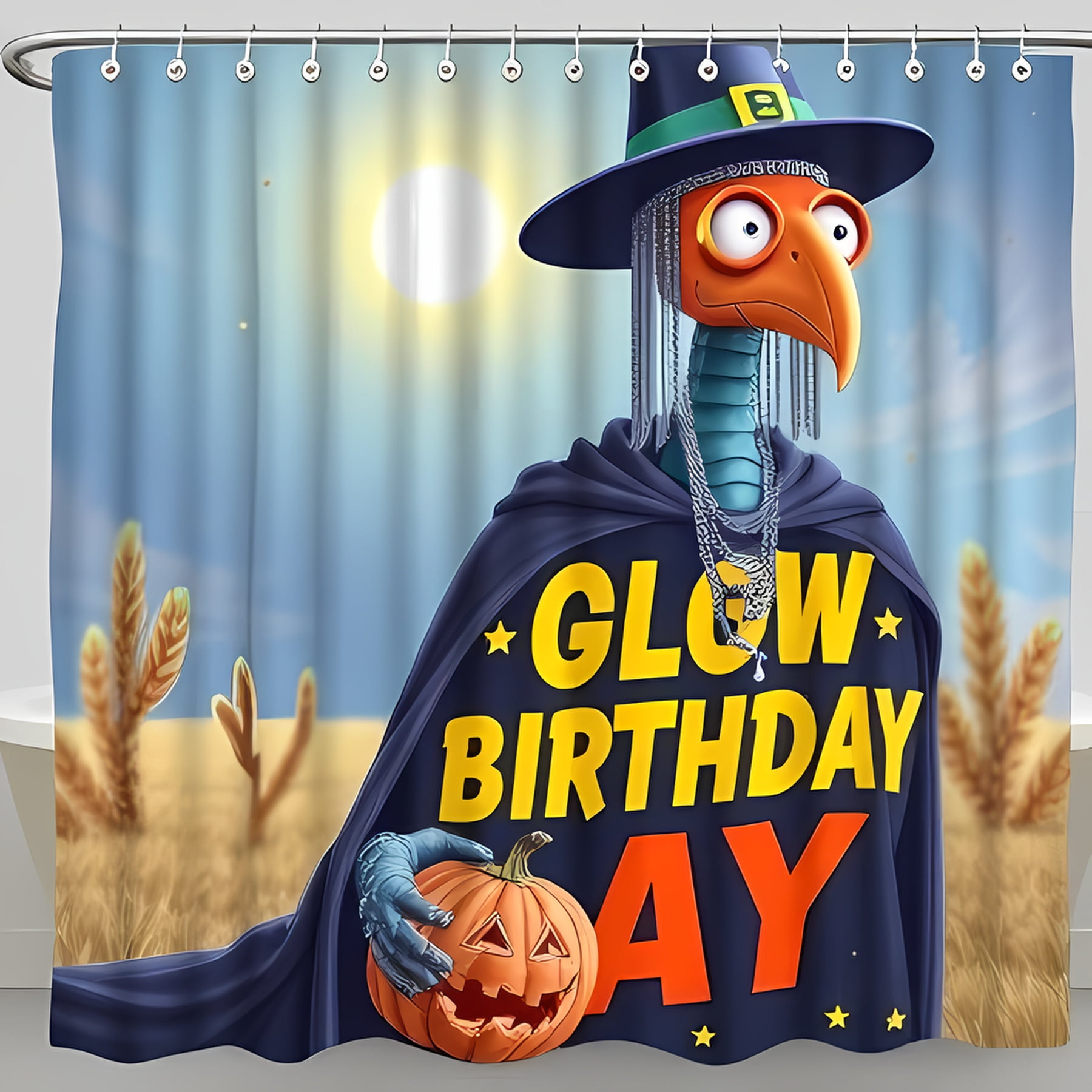 Whimsical Turkey Witch Shower Curtain - Glow Birthday AY Halloween ...