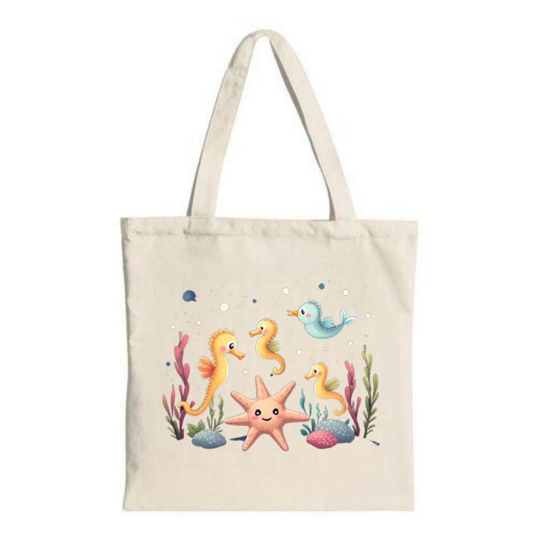 Whimsical Underwater Scene Tote Bag - Colorful Starfish Cheerful ...