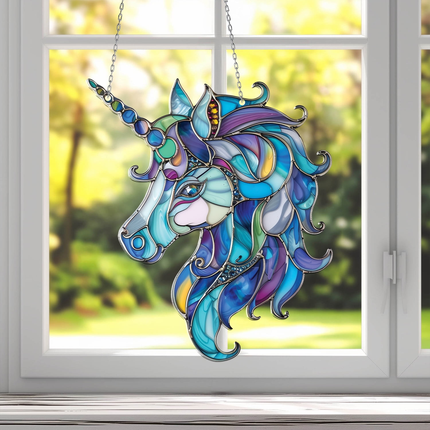 Whimsical Unicorn Acrylic Hanging - Stained Glass Design, A Delightful ...