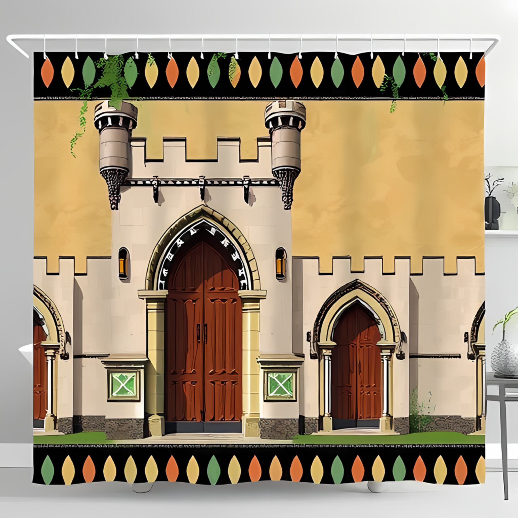 Whimsical Vintage Castle Shower Curtain - Fairytale Design with Ornate ...