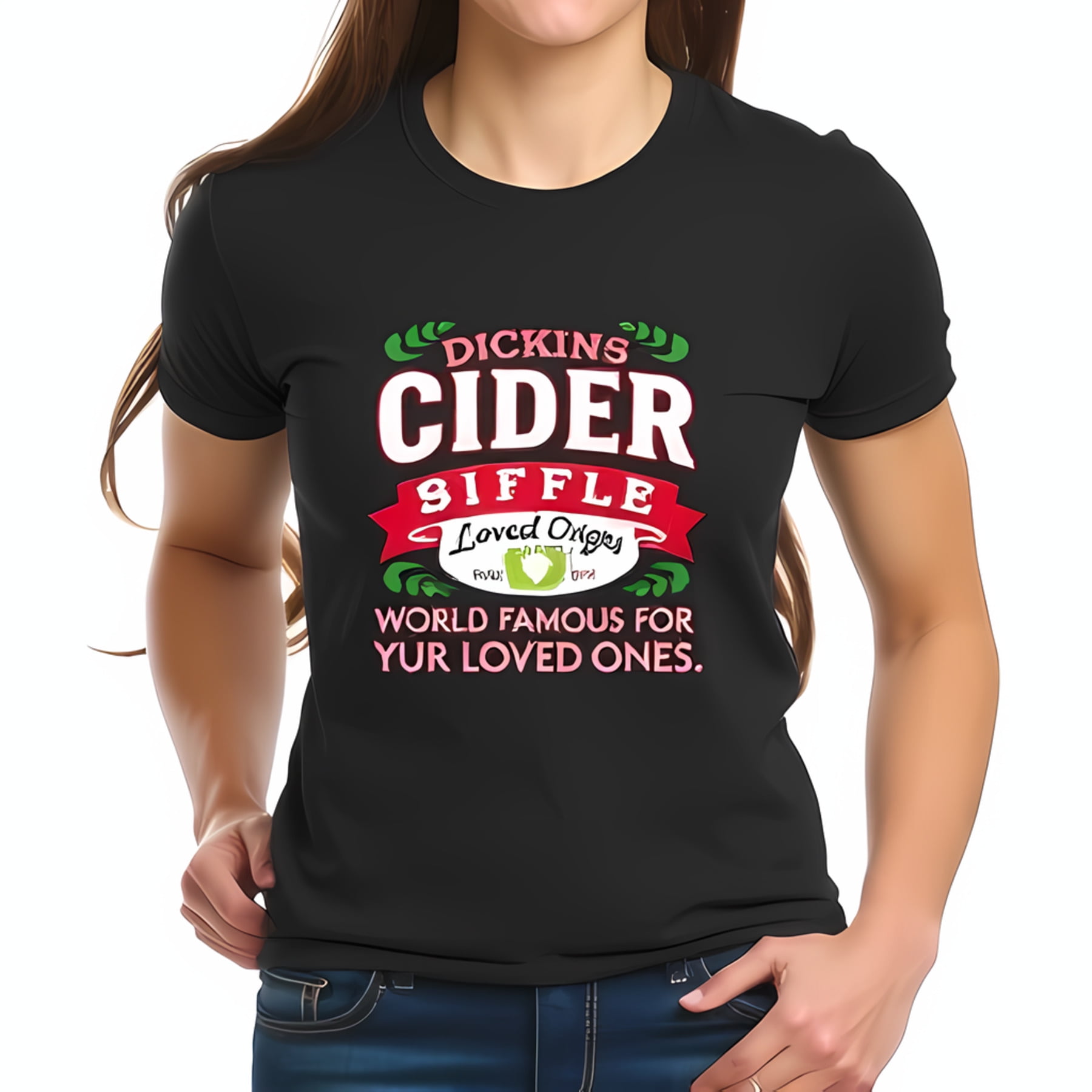 Whimsical Vintage Cider Graphic Cotton Short Sleeve T-Shirt - " DICKINS ...