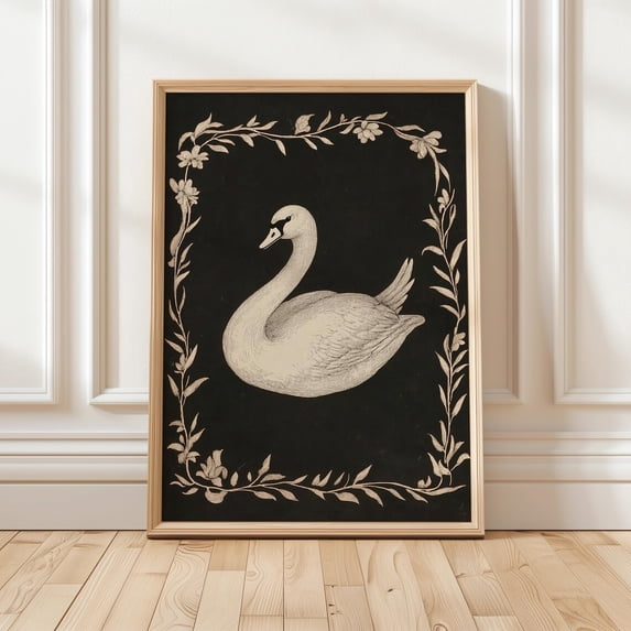 Whimsical Vintage Swan Print - Perfect For Dark Academia Inspired ...