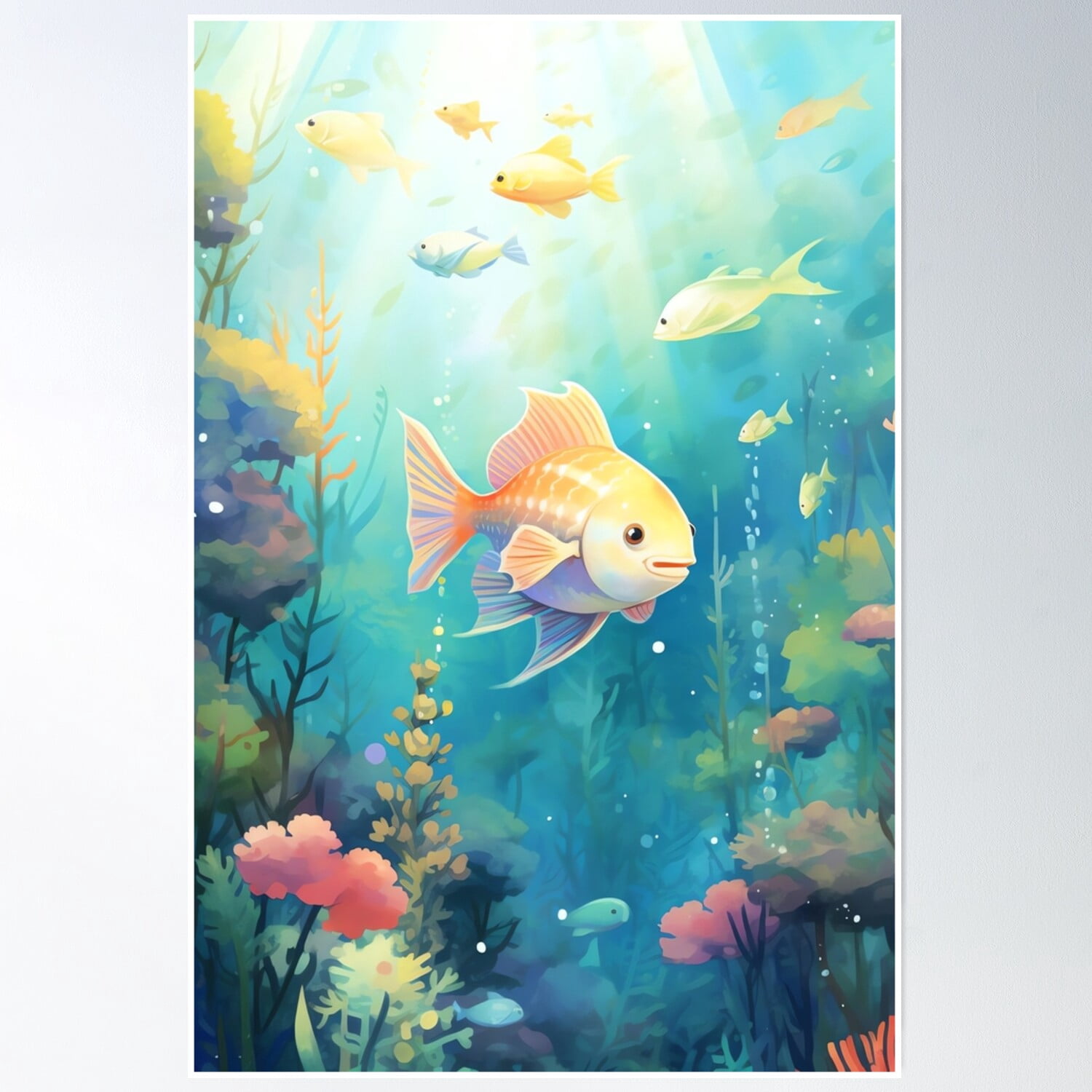Whimsical Watercolor Fish Poster Wall Art, Modern Wall Decor, 16x24 ...