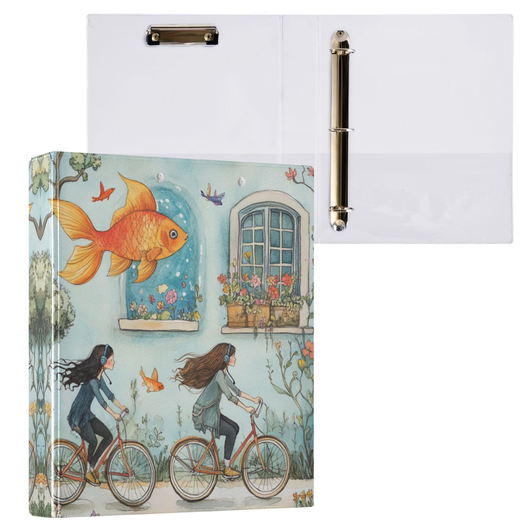 Whimsical Watercolor Illustration 3 Ring Hardcover Binders 1.5in Round ...