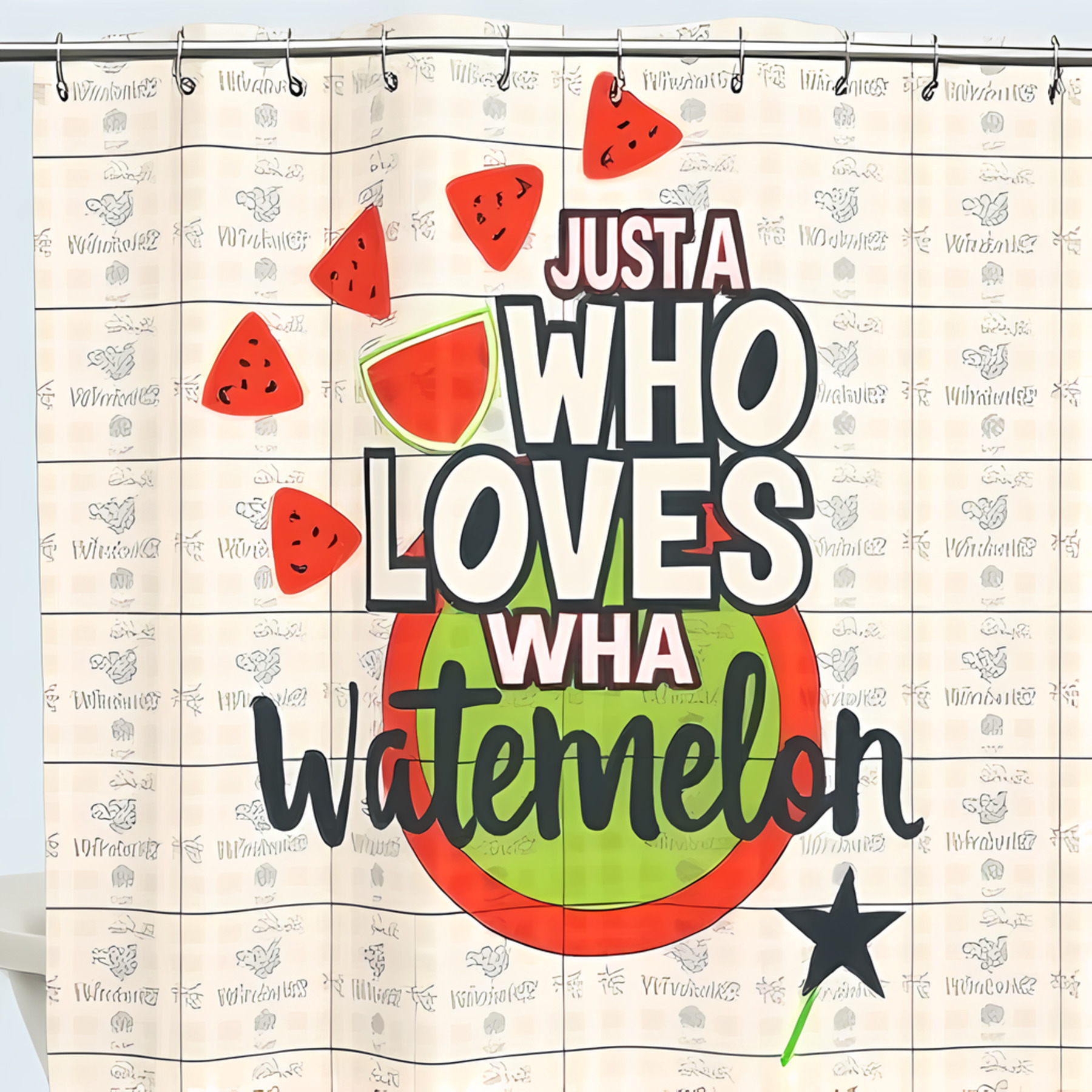 Whimsical Watermelon Shower Curtain - Bold 'Just a Who Loves Watermelon ...