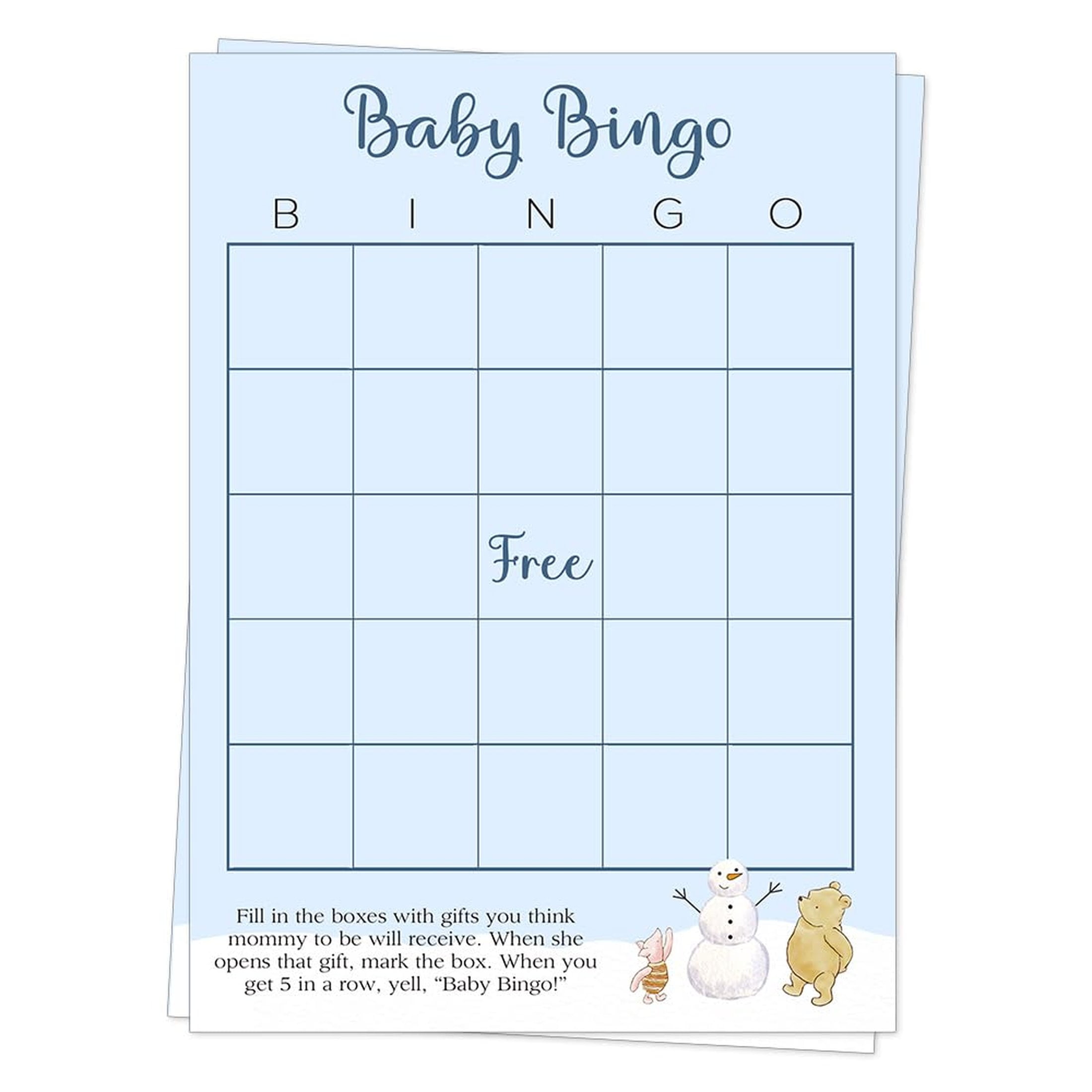Whimsical Winter Baby Shower Bingo - Adorable Pooh Bear and Piglet ...