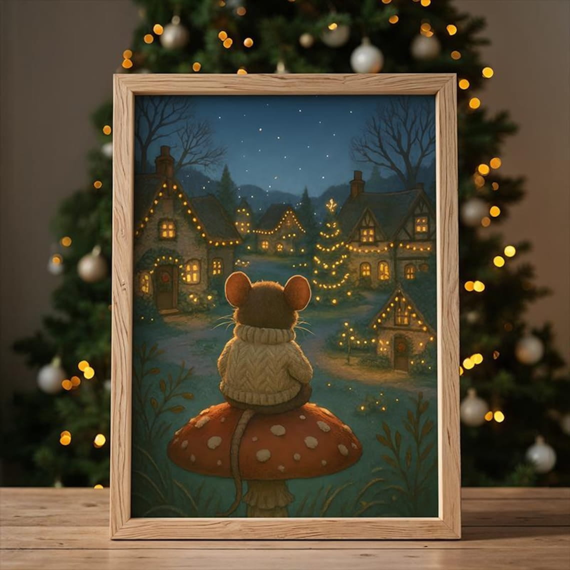 Whimsical Winter Mouse Art, Cottagecore Mouse Poster, Festive Mouse Art ...