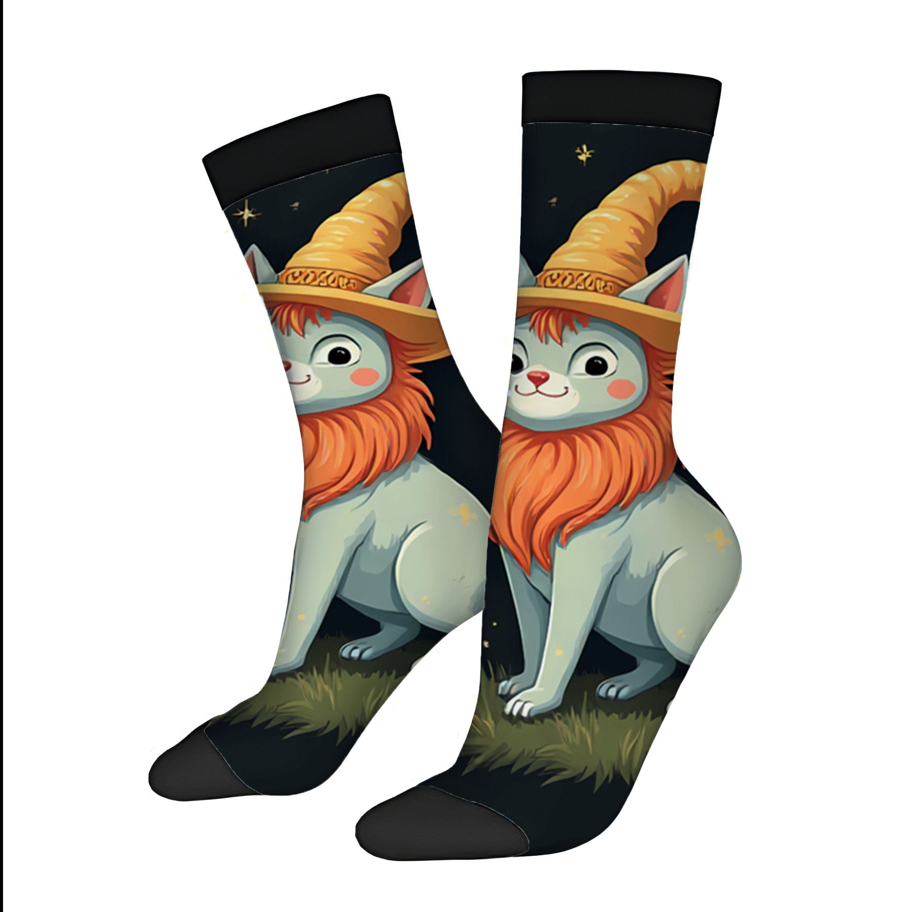 Whimsical Wizard Lion Socks 2 Pairs of Unisex Trendy Socks with Playful ...