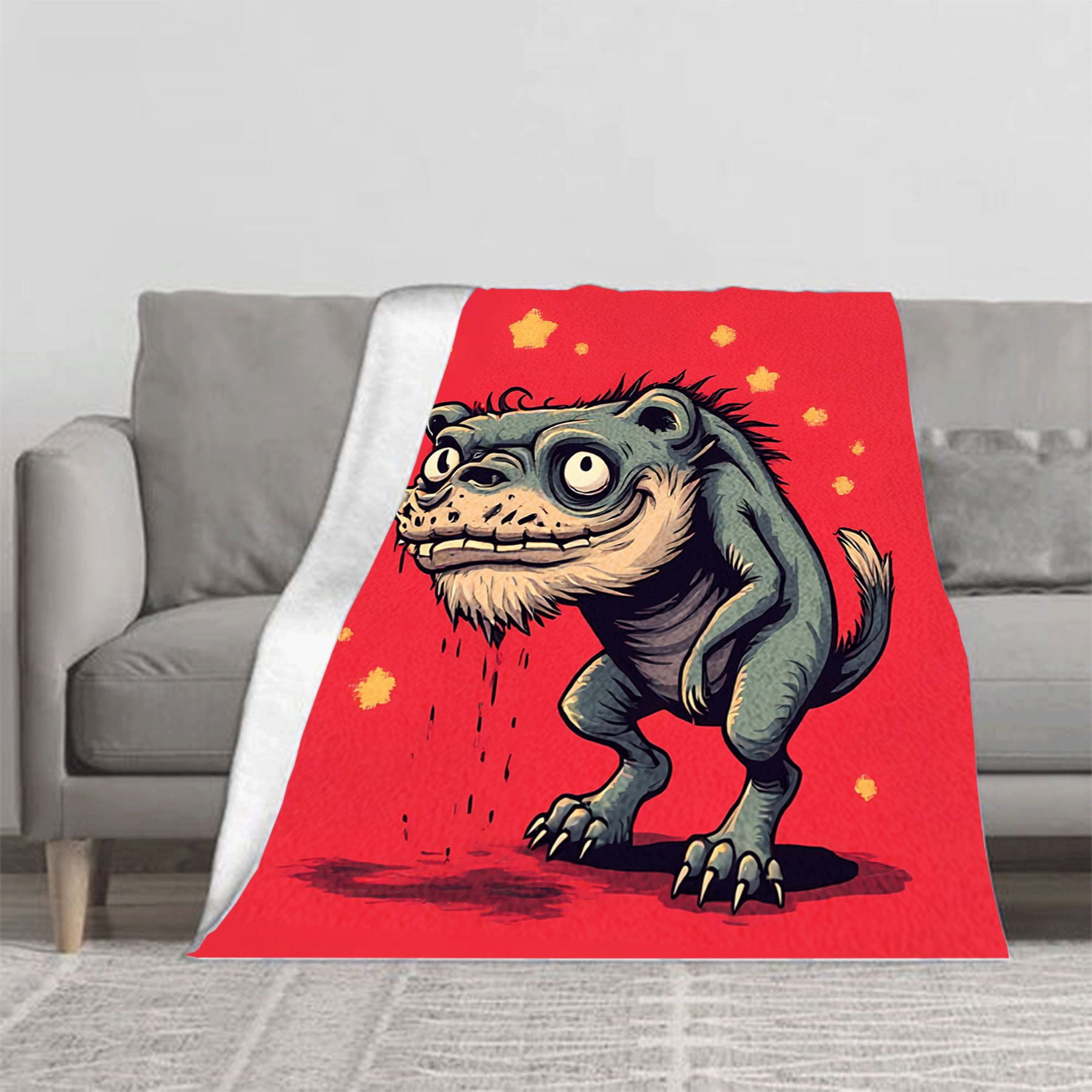 Whimsical Wolf - Like Creature Flannel Blanket - Soft Cozy Durable ...