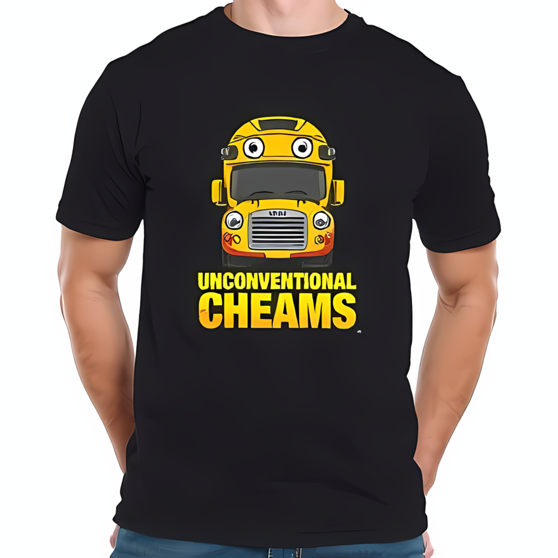 Whimsical Yellow School Bus Graphic T-Shirt - " Unconventional Cheams ...