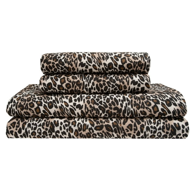 Whimsical Zara Leopard Print Sheet Set- King - Walmart.com