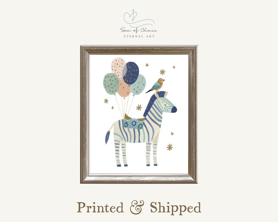 Whimsical Zebra Nursery Wall Art Poster: Baby Animal Circus Print ...
