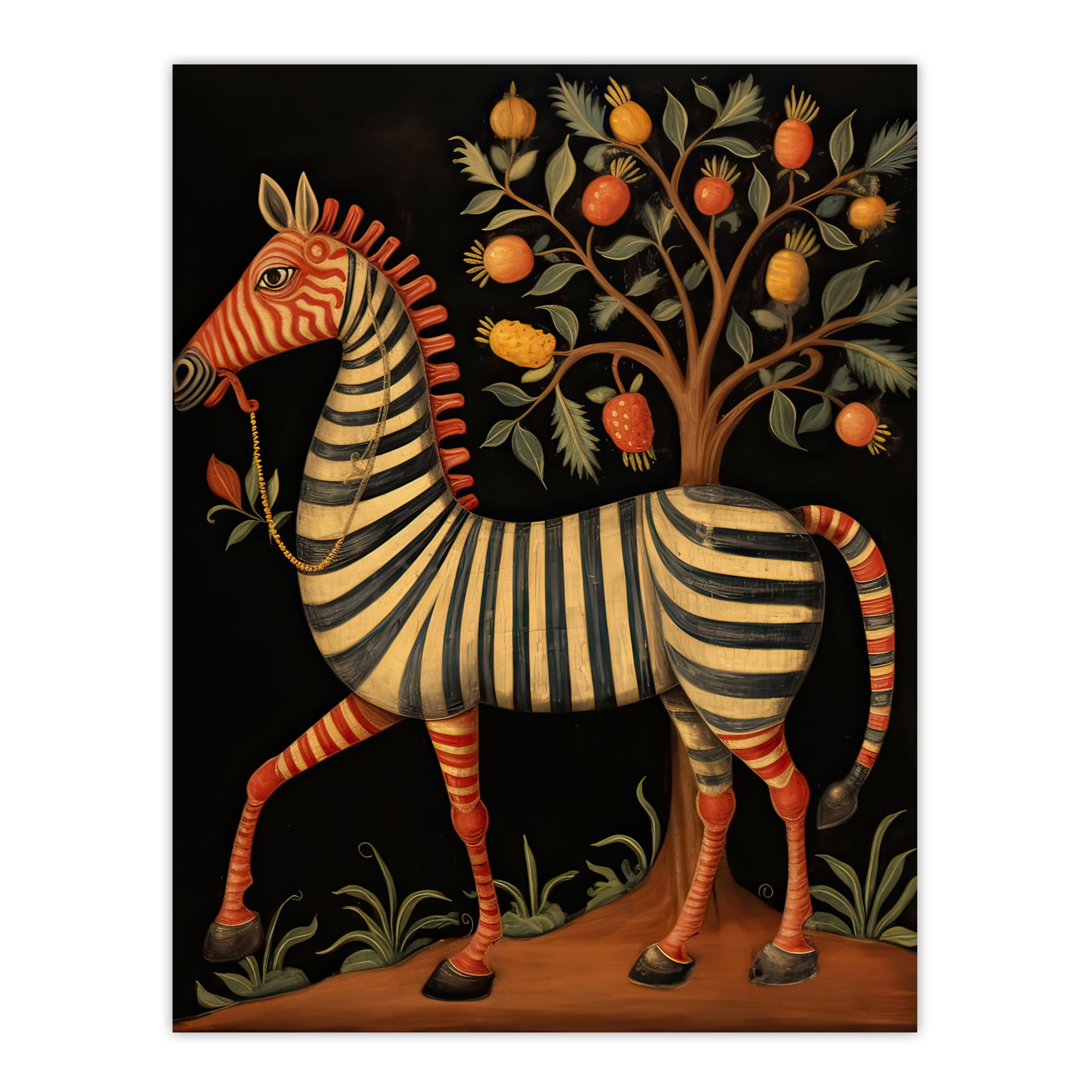Whimsical Zebra Art Print, Medieval Bestiary Style Oil Painting for ...